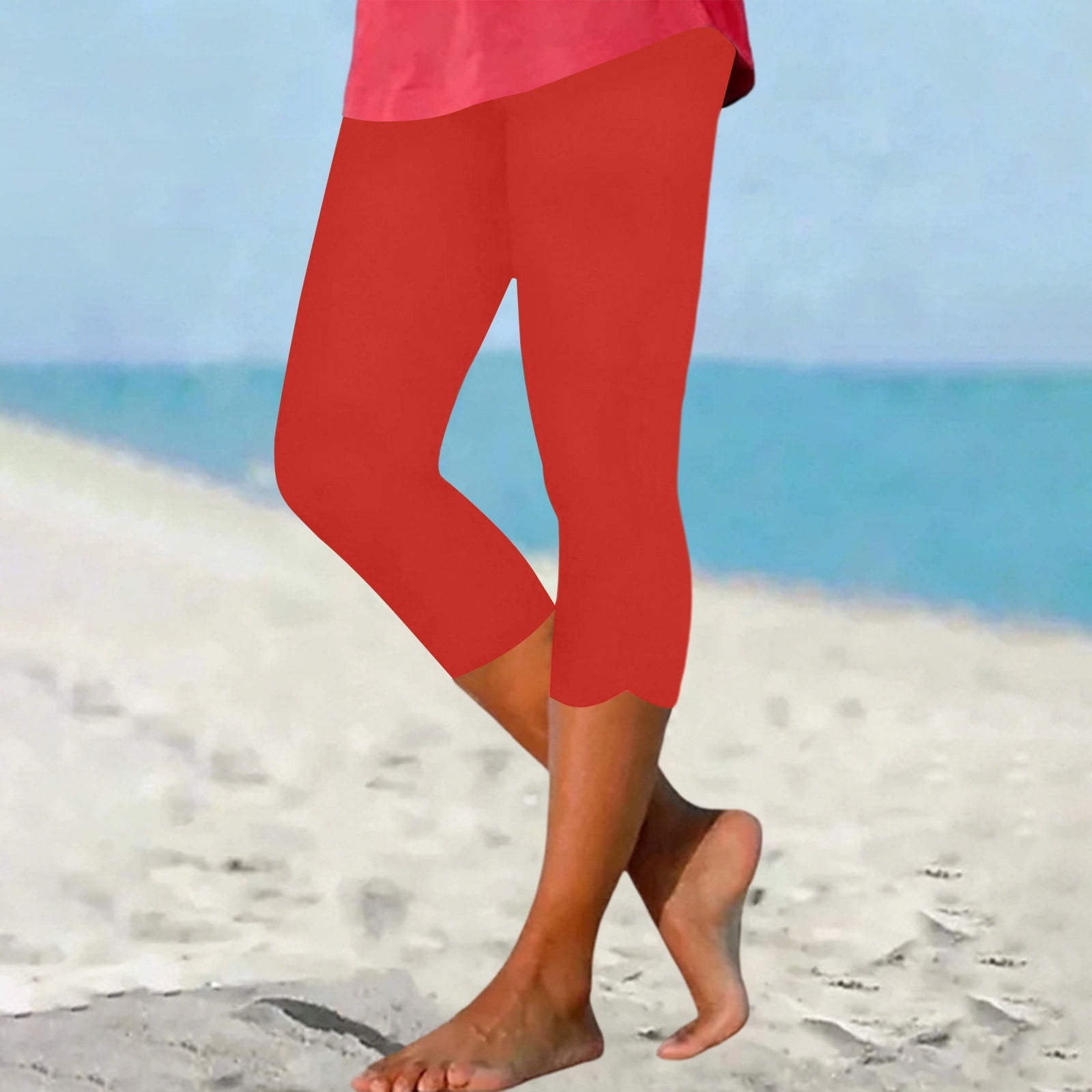 Women's Capris Casual Elastic High Waisted Stretchy Yoga Pants Solid ...