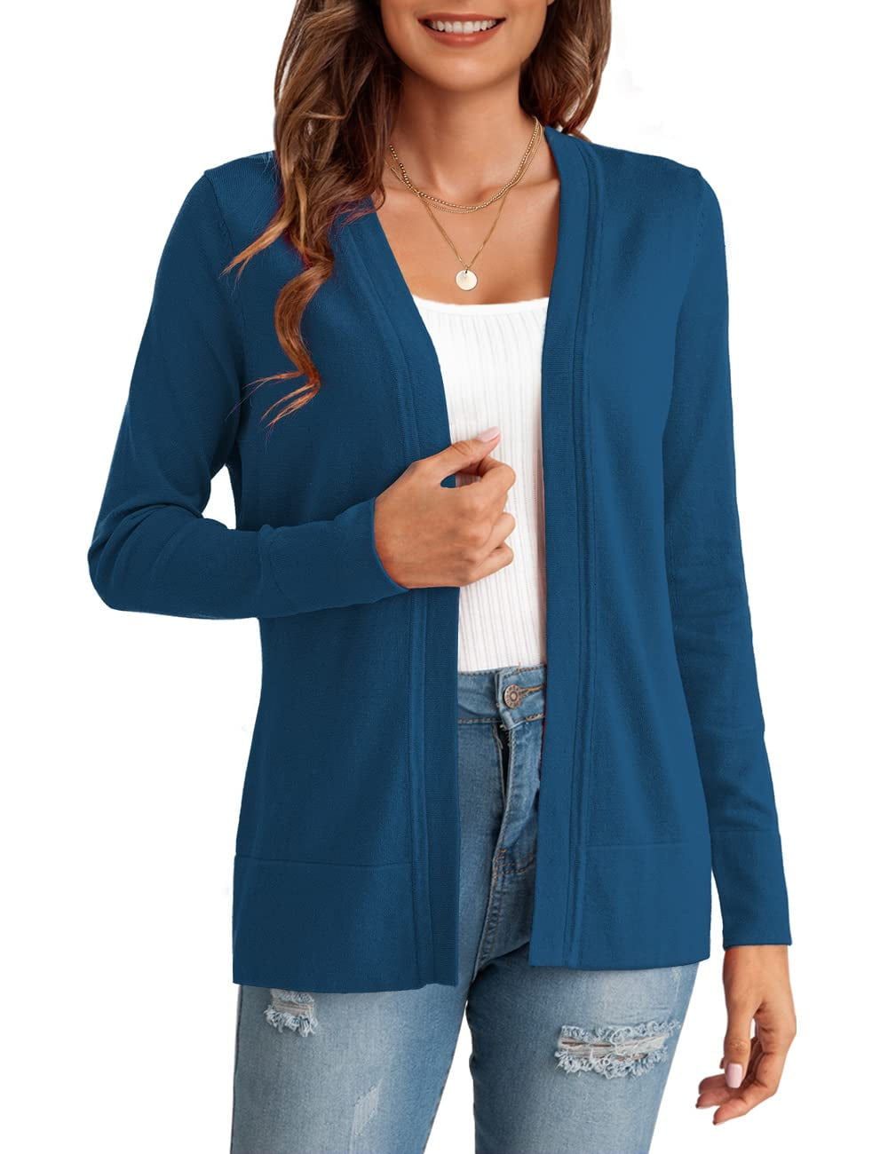 Womens Cardigans Lightweight Long Sleeve Open Front Sweater Cardigan S