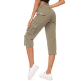 Women's Cargo Capris Pants High Waist Waterproof Hiking Casual Travel ...