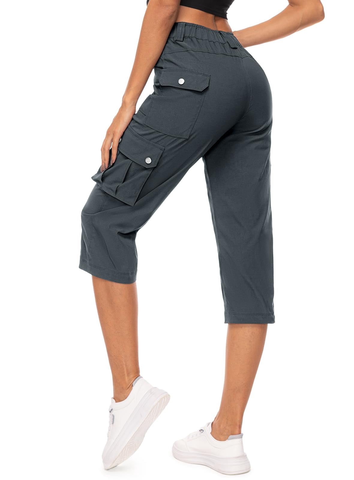 Women's Cargo Capris Pants High Waist Waterproof Hiking Casual Travel ...