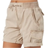 Women's Cargo Shorts Summer Casual Outdoor Hiking Elastic Waist ...