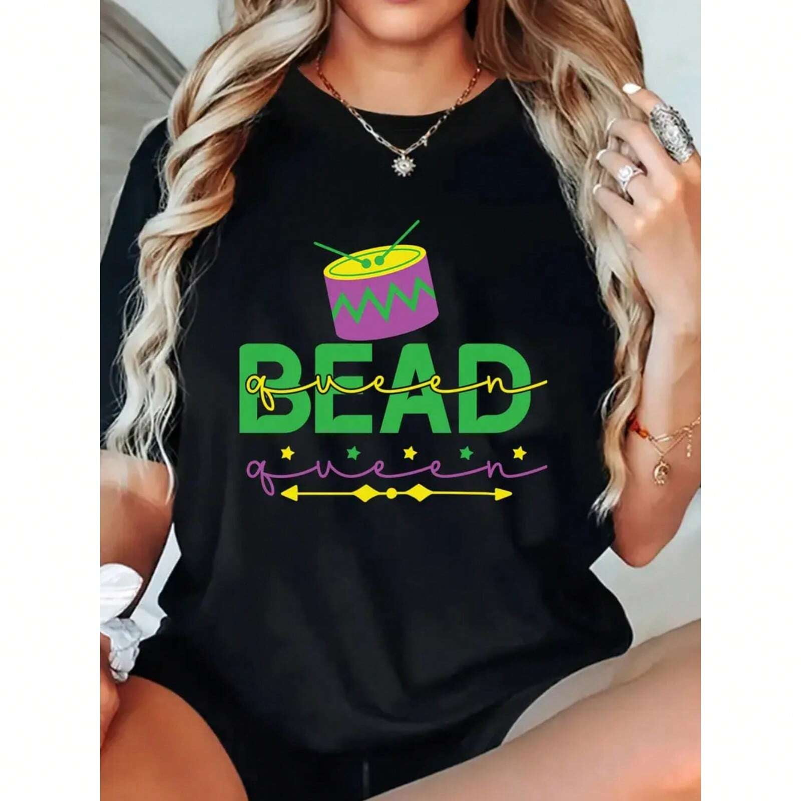 Women's Carnival Spring/summer Round Neck T-shirt with Fun Print Design ...