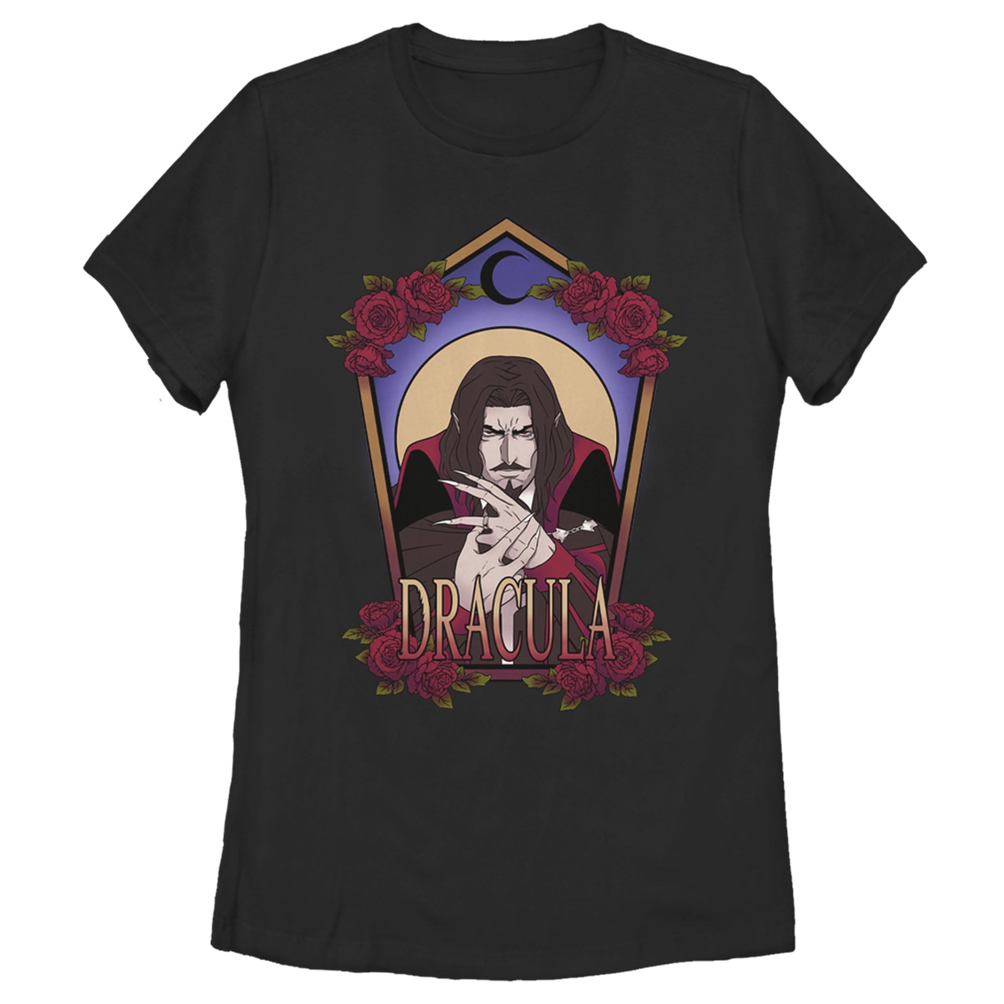 Women's Castlevania Dracula Rose Frame Graphic Tee Black Medium ...