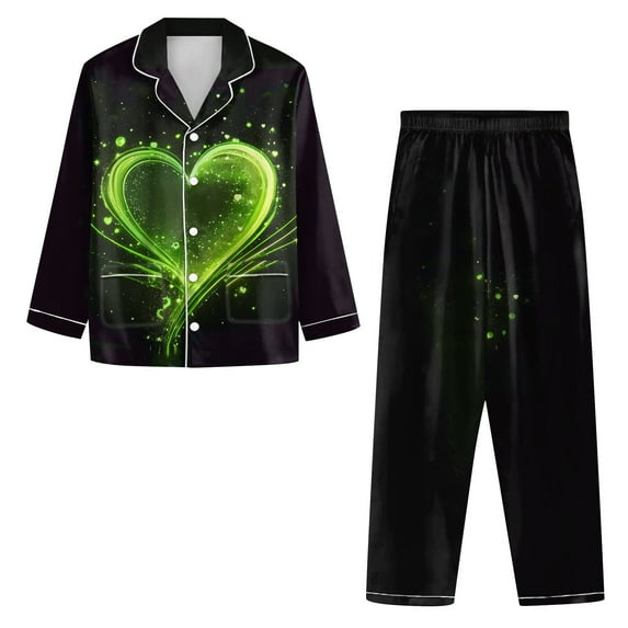 Women's Casual 2-Piece Loungewear Set Heart Printed Top & Pants ...