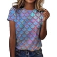 Women's Casual All Over Scale Print Crew Neck T-Shirt Shirts for Women ...