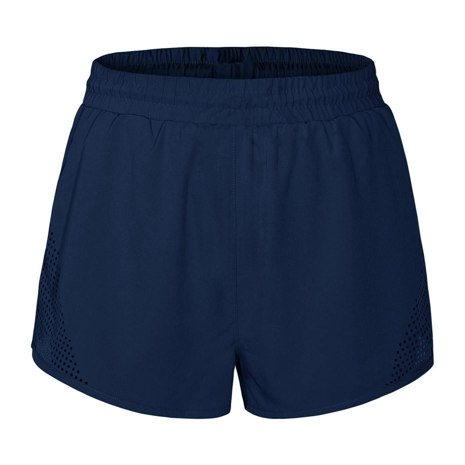 Womens Casual Bermuda Shorts Elastic Waist Cotton Linen Shorts With