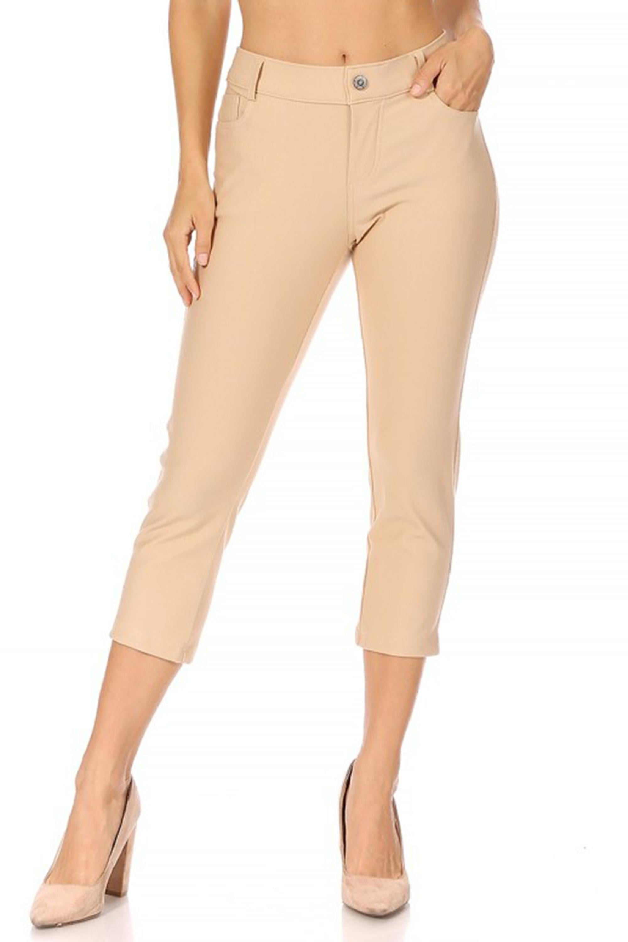 Women's Casual Slim Fit Pocket Jeggings Capri Pants for Everyday Wear ...