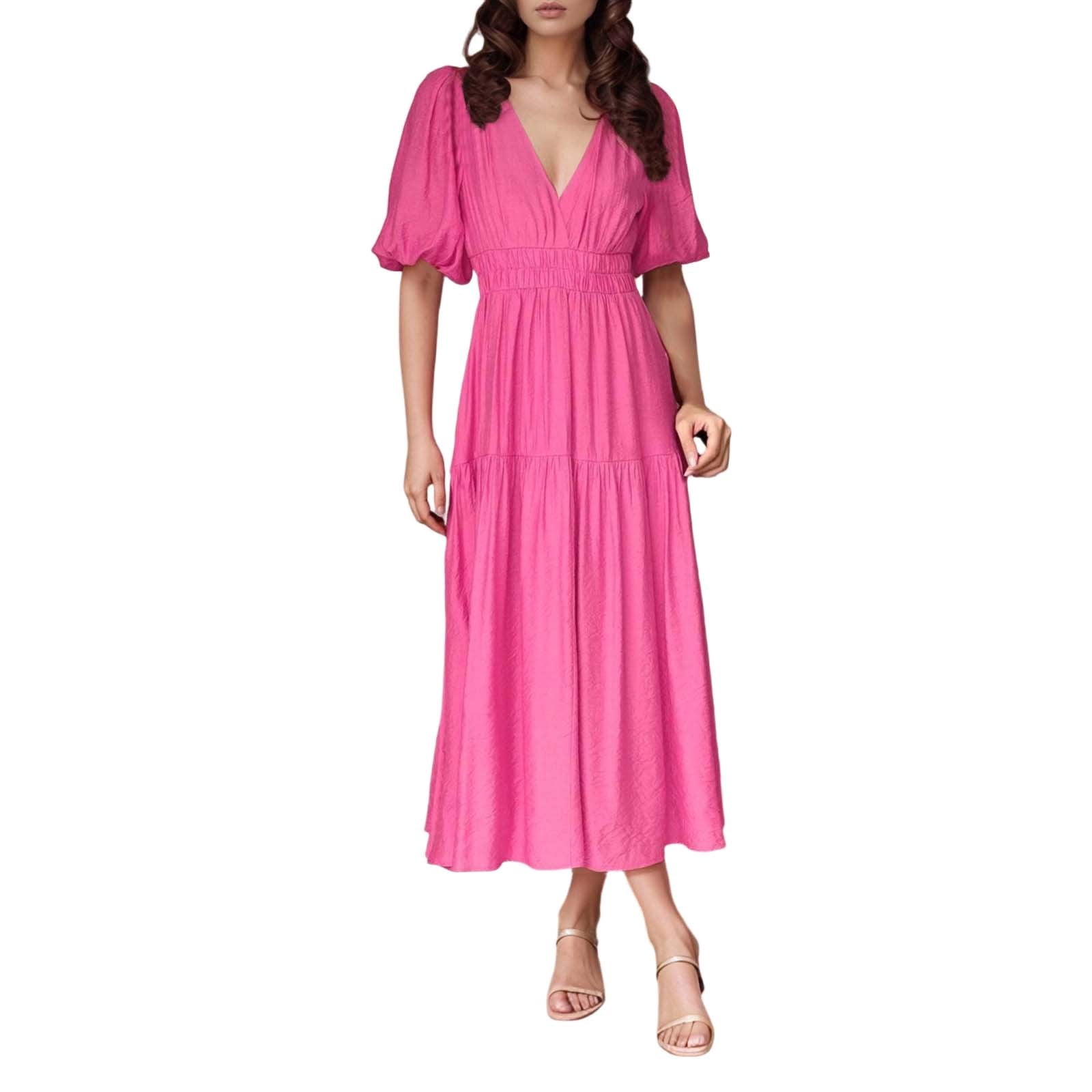 Women's Casual Dress For Everyday Wear V Neck Design With Flowy Hem For ...