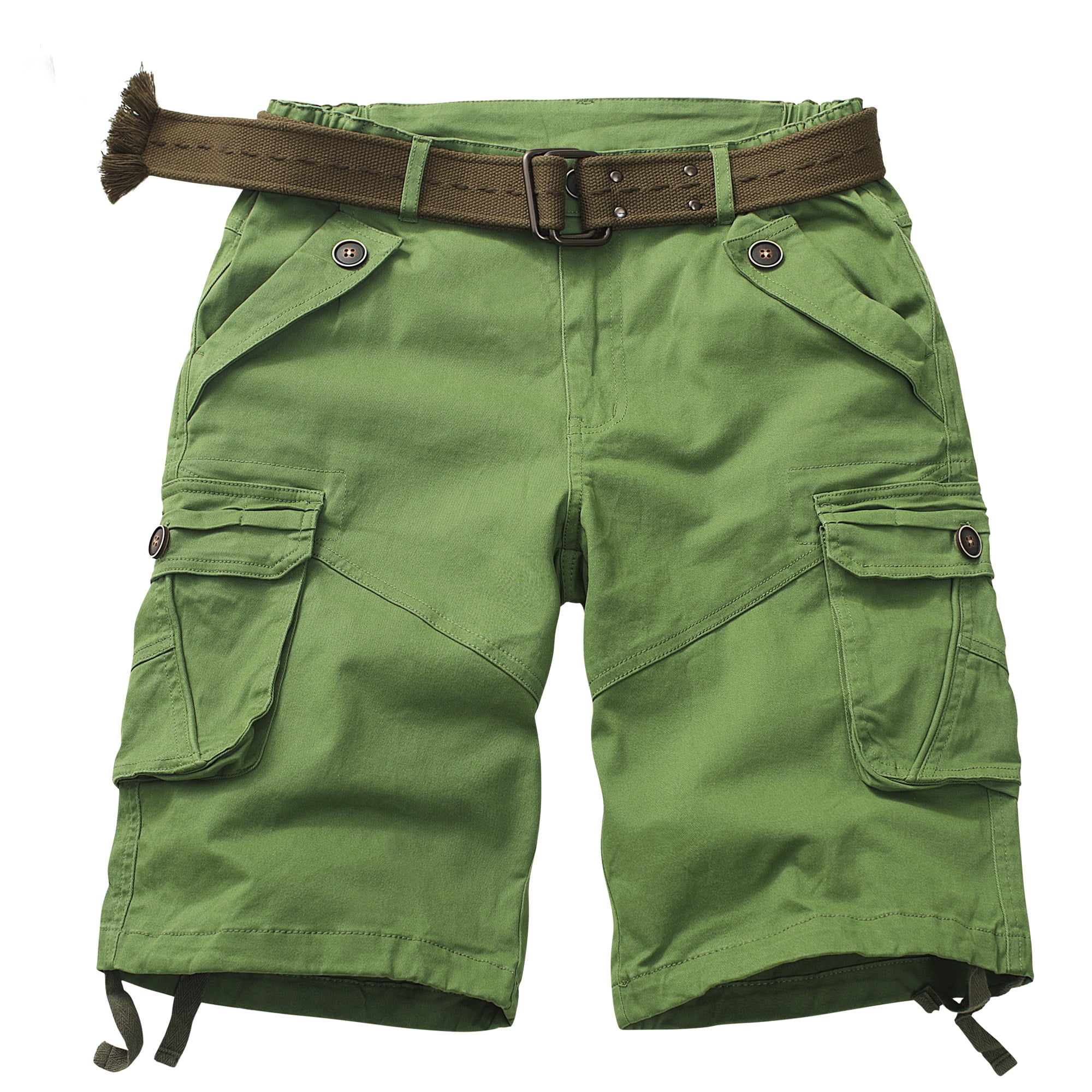 Womens Casual Fitted Multi Pockets Twill Bermuda Cargo Shorts No Belt