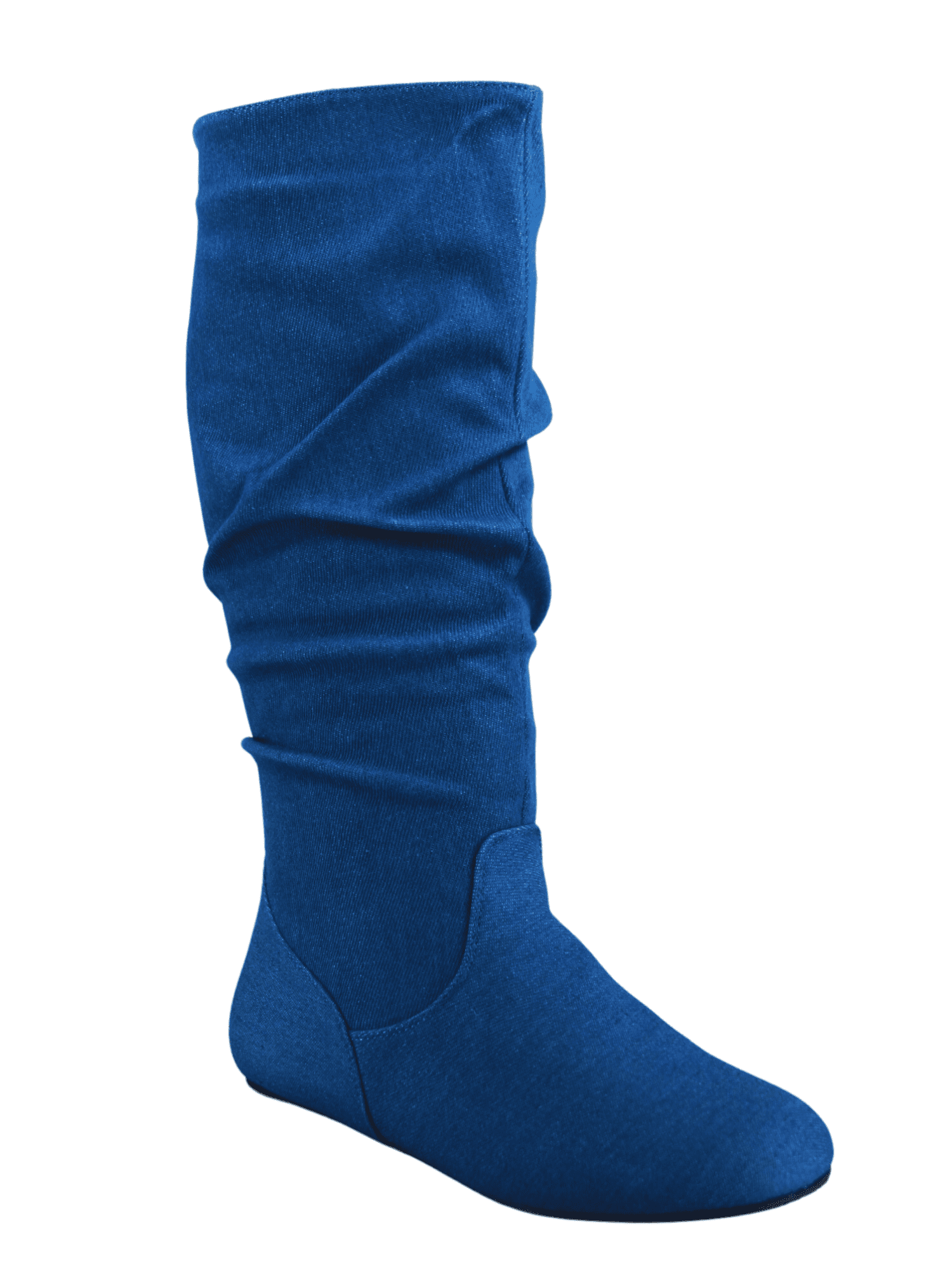 Women's Casual Flat Heel Pull Up Slip On Wide Calf Knee High Mid-Calf ...