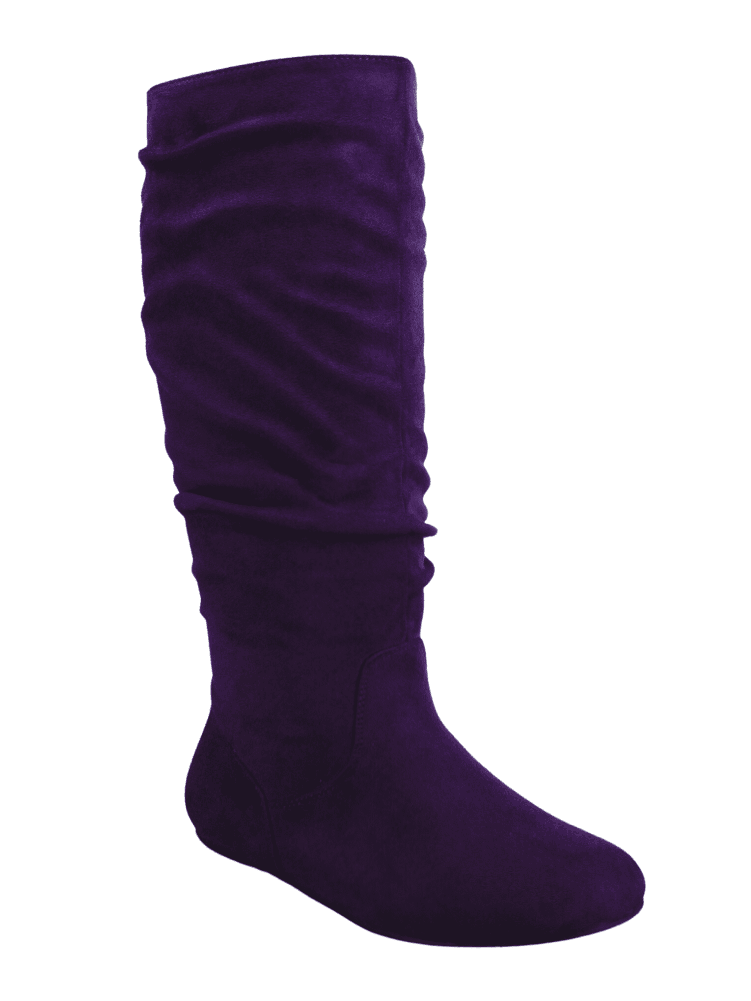 Women's Casual Flat Heel Pull Up Slip On Wide Calf Knee High Mid-Calf ...