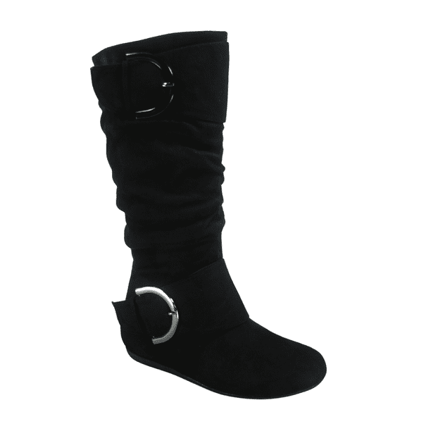 Womens Casual Flat Heel Side Zip Wide Calf Knee High Mid Calf Boots Shoes