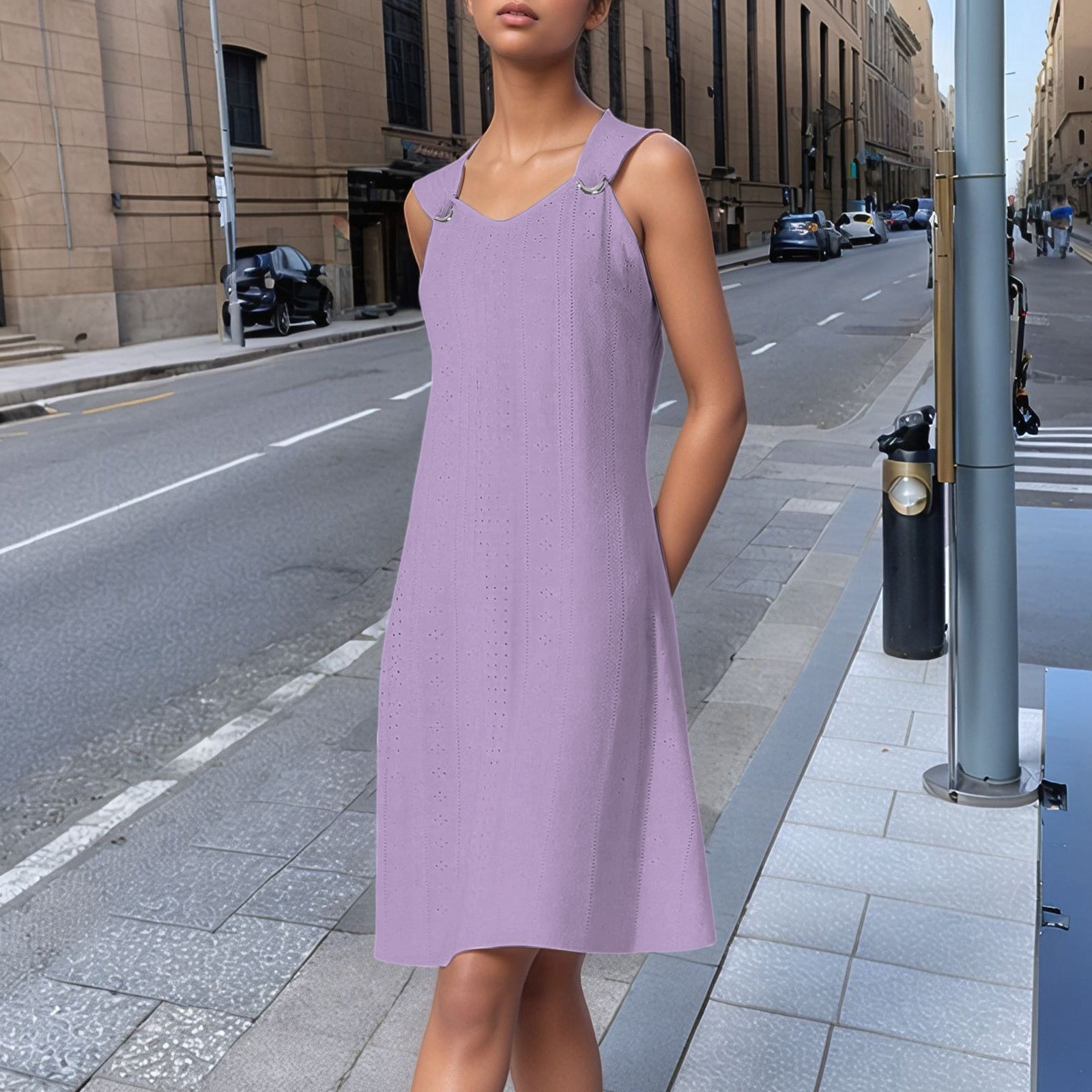 Women's Casual Floral Print Dress Elegant Solid Jacquard A Line Summer ...