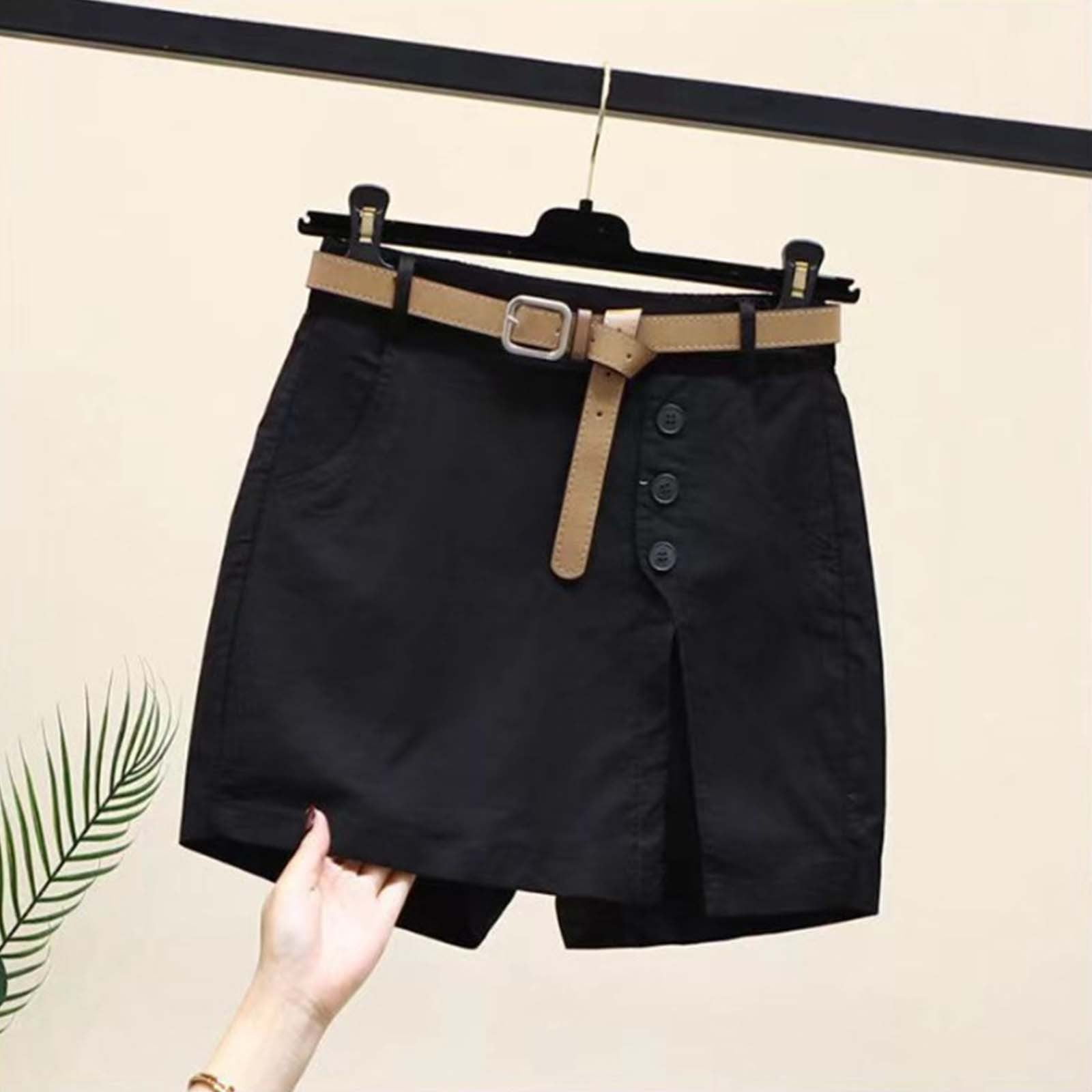 Women's Casual High Waist Linen Blend Shorts With Side Slit Lightweight ...
