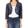 Women's Casual Lace Bolero Crochet Open Cardigan 3/4 Sleeve Sheer Cover ...