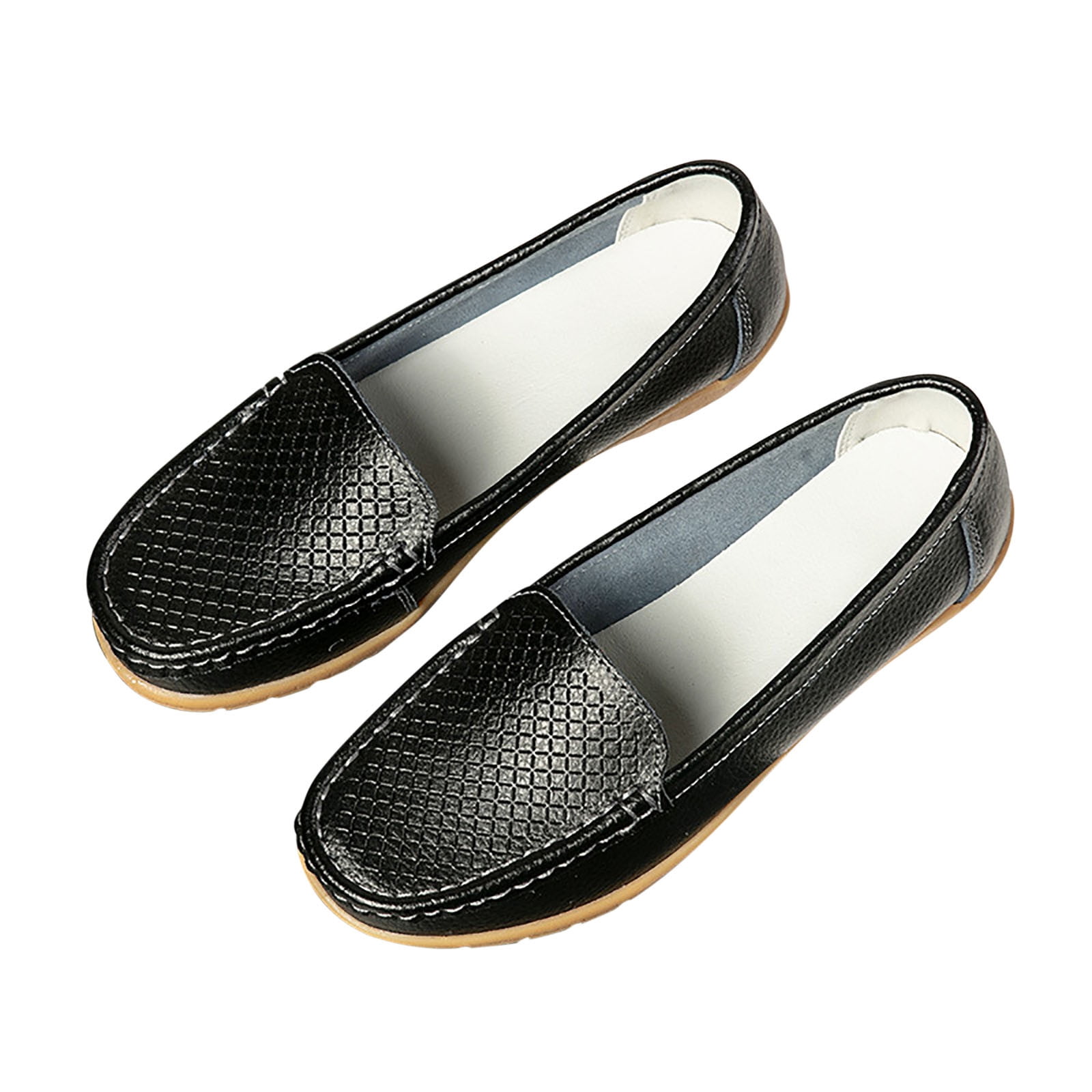 Women's Casual Leather Loafers Comfort Slip-On Driving Moccasins Round ...