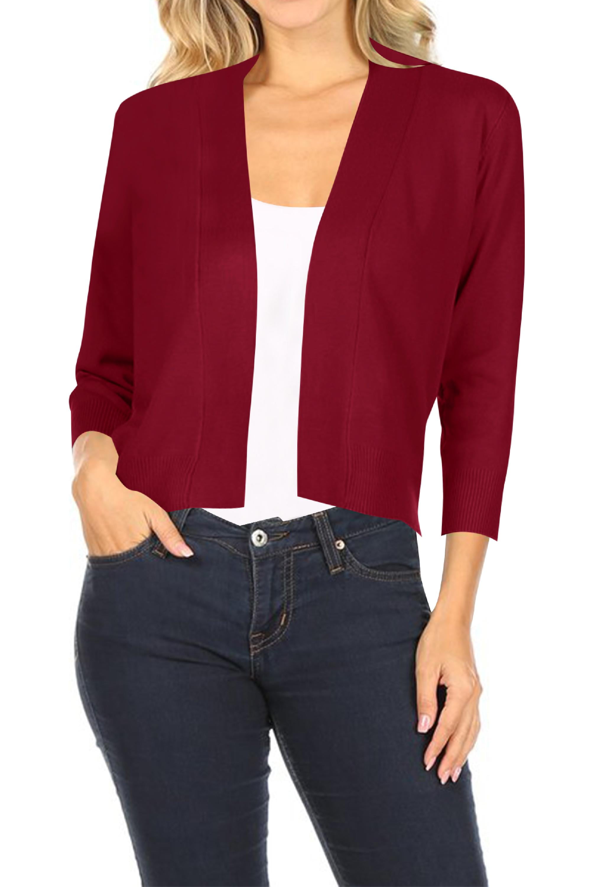 Women's Casual Lightweight Long Sleeves Open Front Office Wear Bolero ...
