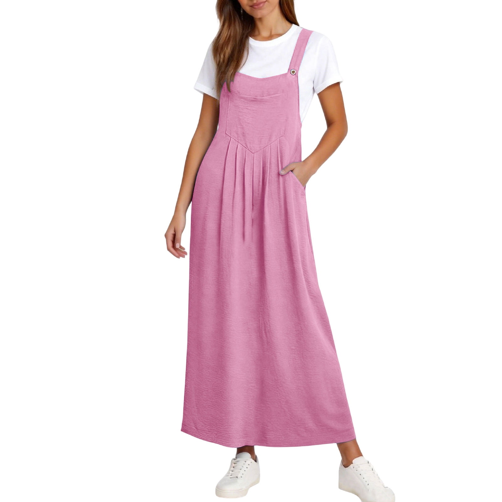 Women's Casual Linen A-Line Sundress with Spaghetti Straps, Pockets ...