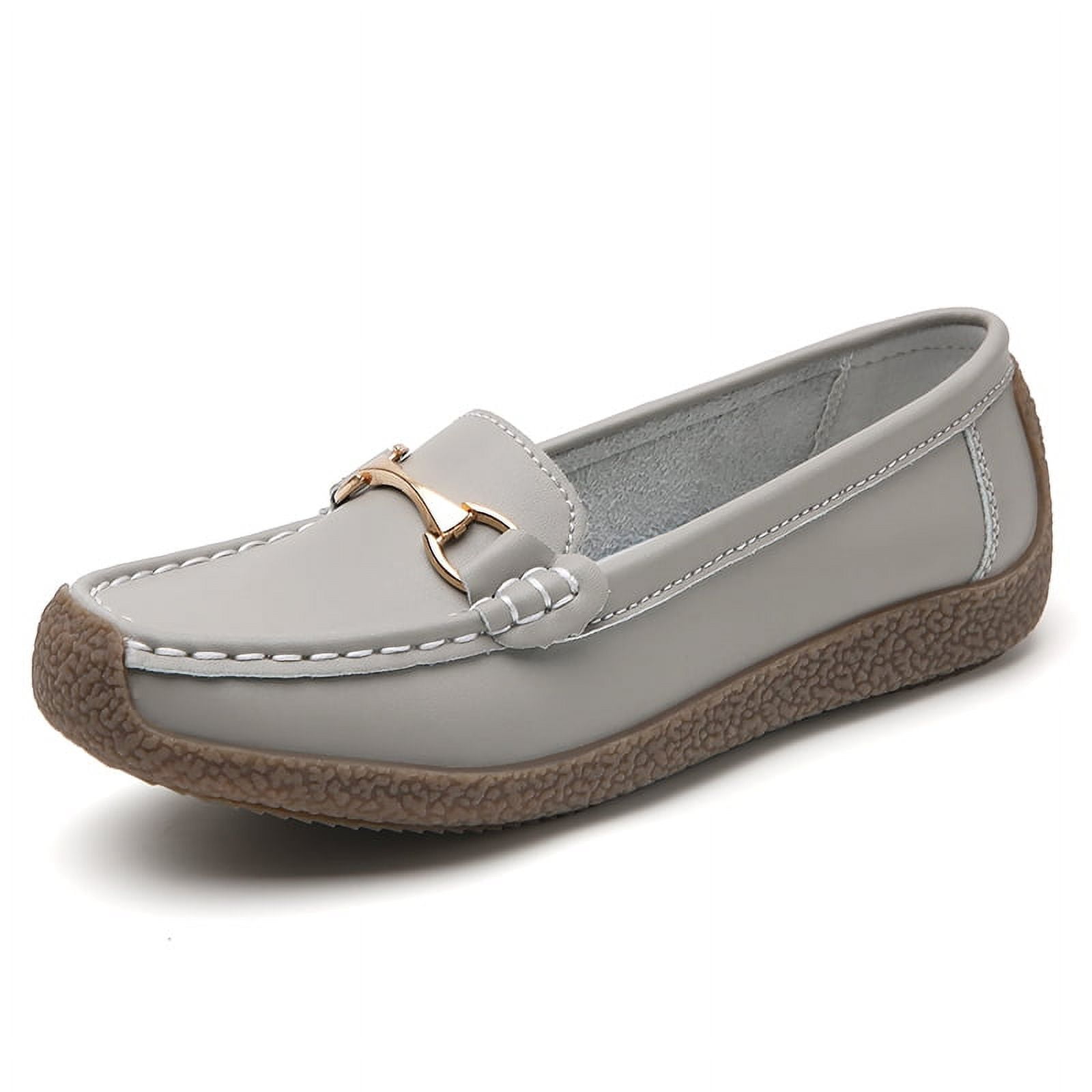 Women's Casual Loafers Slip On Leather Shoes Lightweight Casual Walking ...