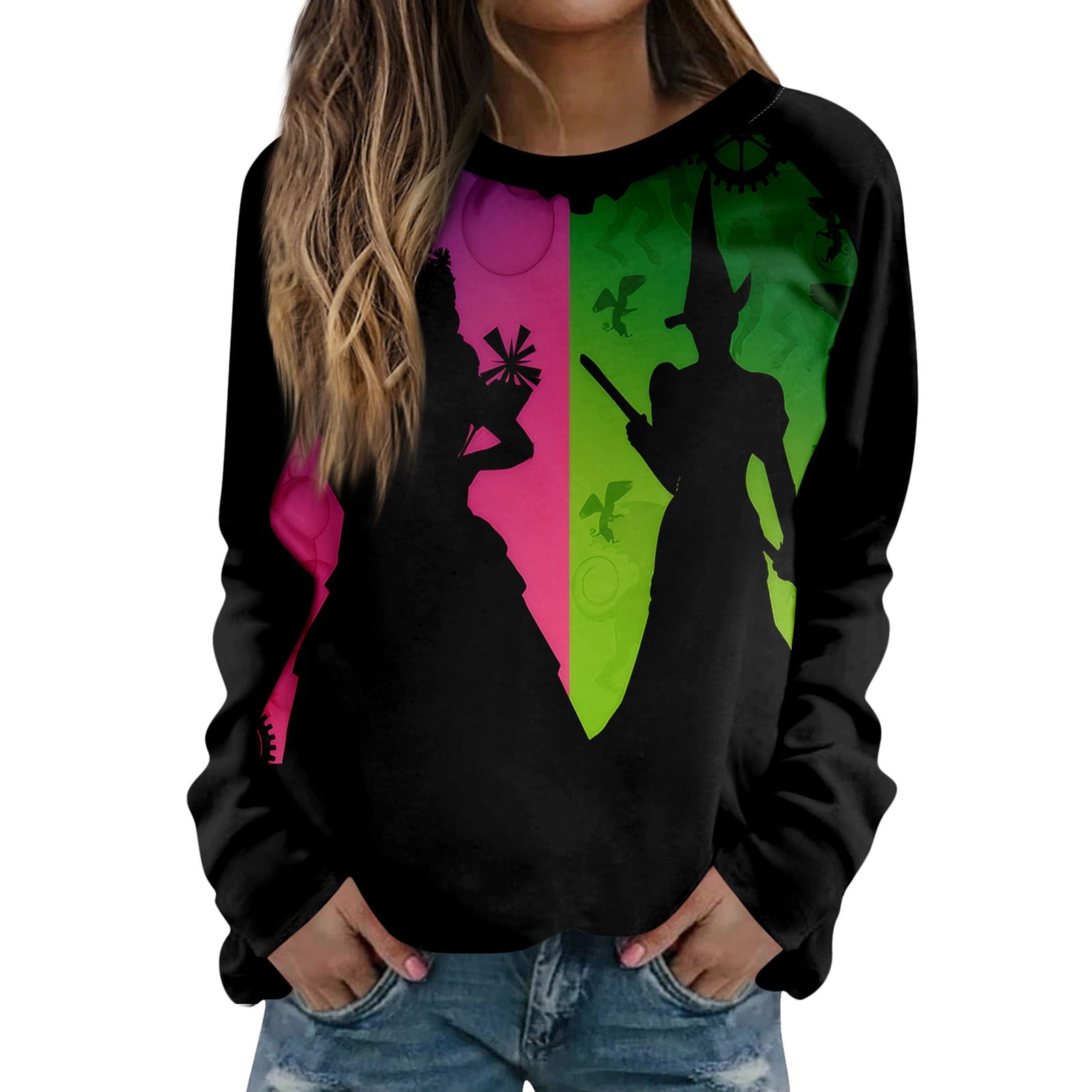 Women's Casual Long Sleeve Sweatshirt, Colorful Graphic Print ...