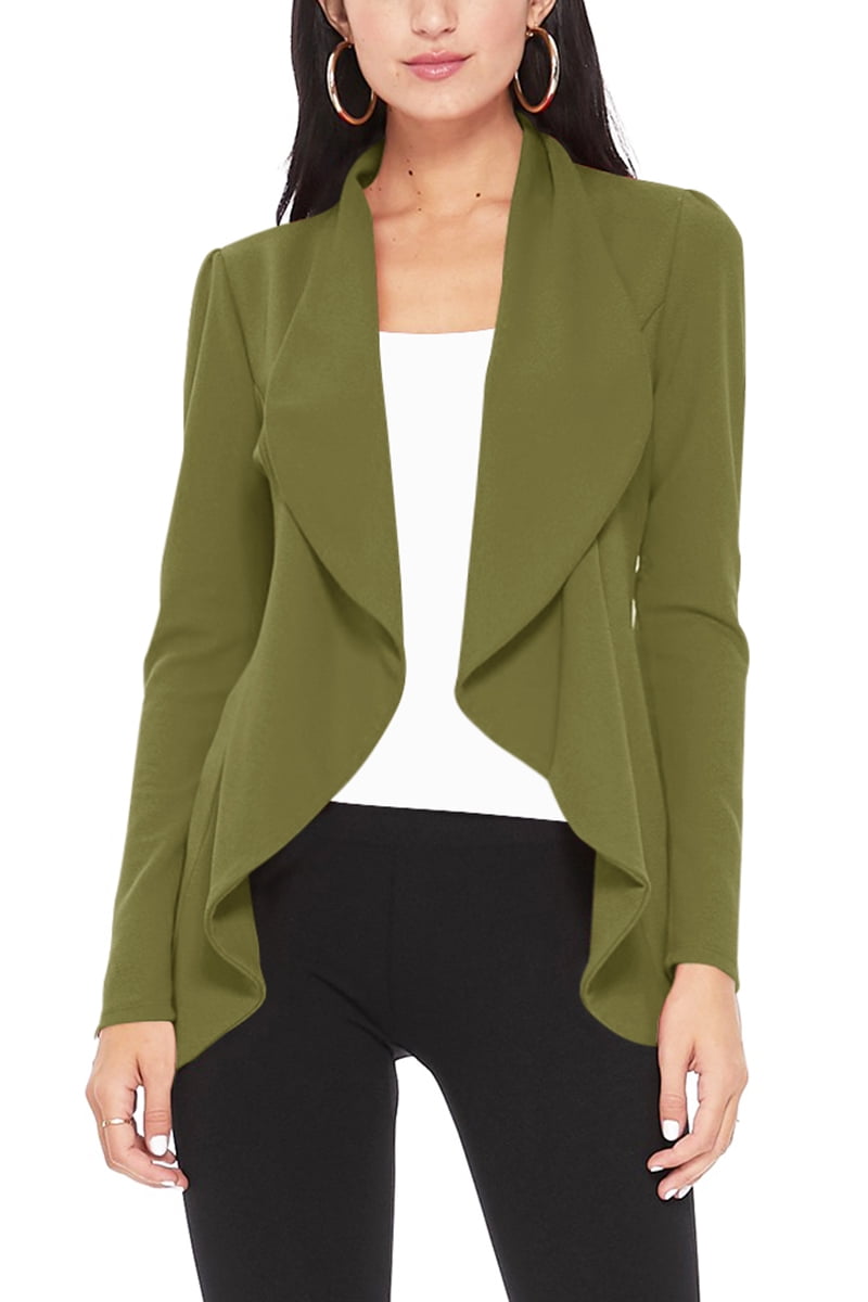 MOA COLLECTION Women's Casual Long Sleeves Open Front Office Wear Solid Blazer Jacket S-3XL ...