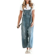 Pink Queen Women's Ziggy Denim Shortalls with Adjustable Straps, Cuffed ...