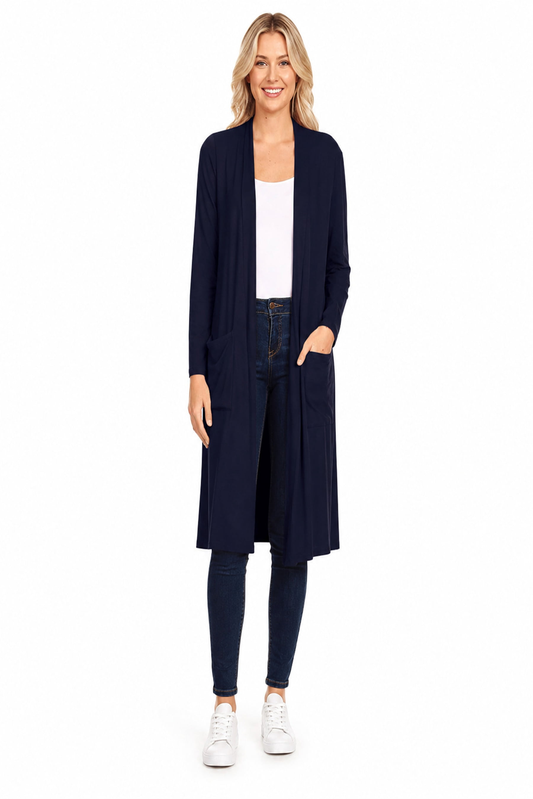 Moa Collection, Women's Long Cardigan, Size Small, Side Pockets ...