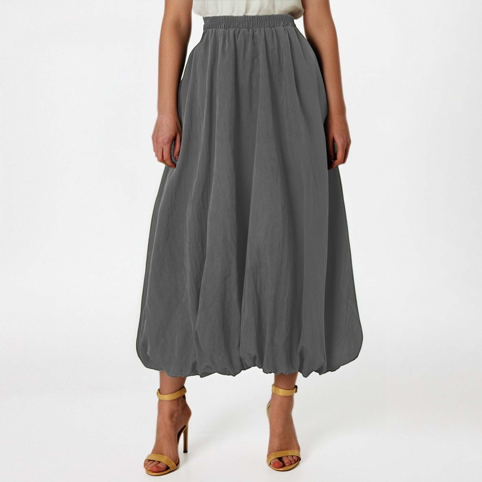 Women’s Casual Loose Floral Midi Skirt With Stretch Waistband A Line ...