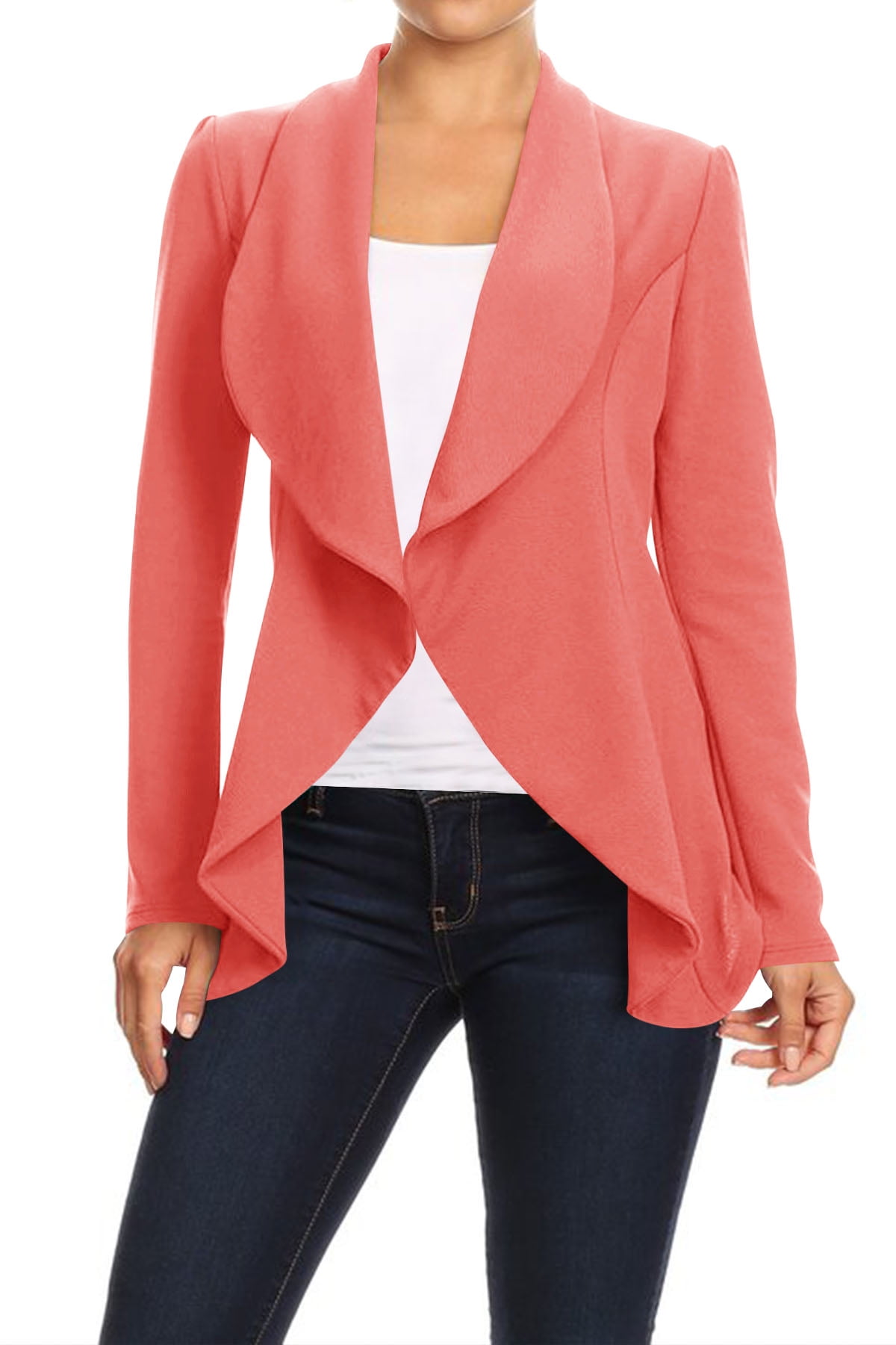Moa Collection Women's Office Blazer Casual Long Sleeve Solid Open ...