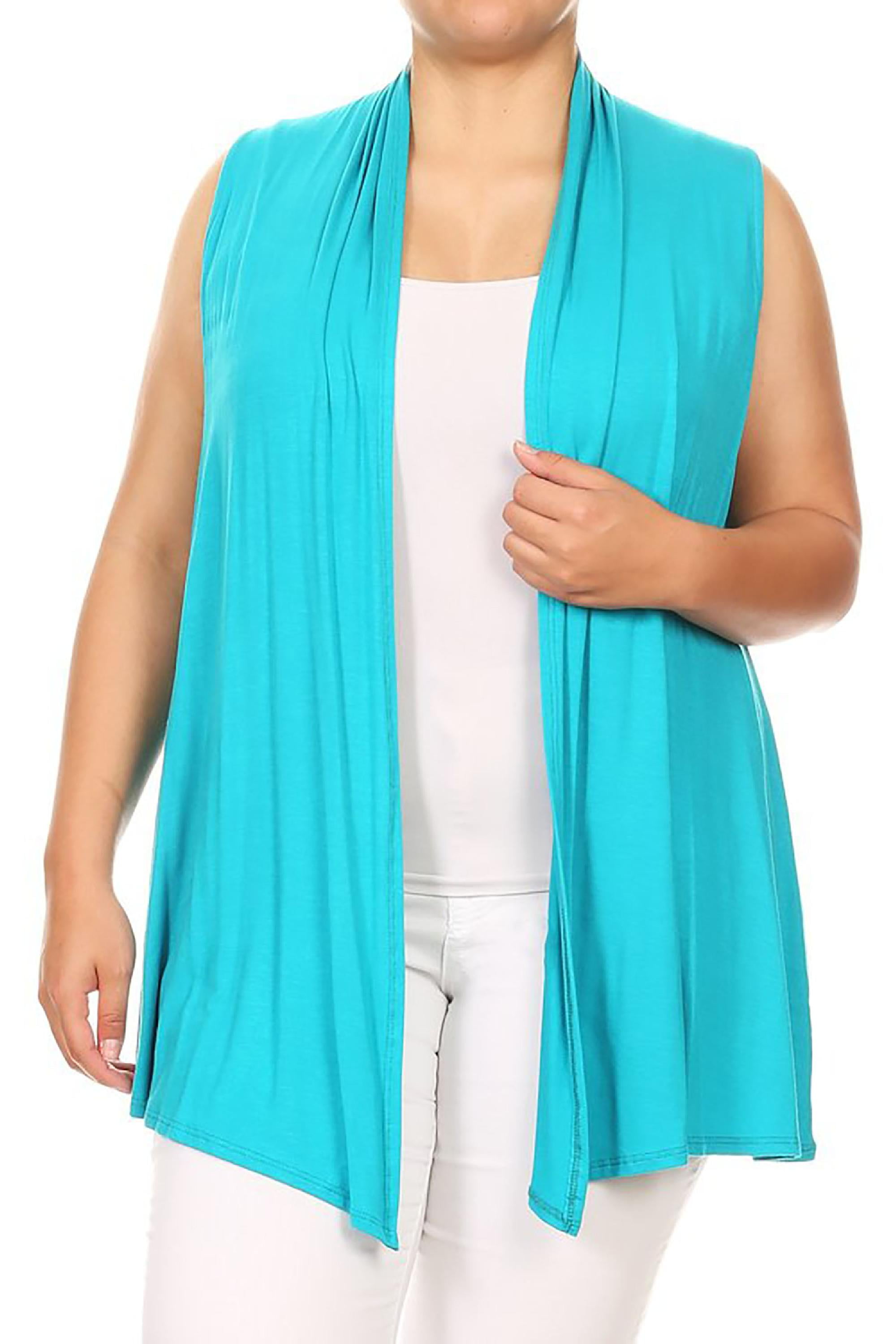 Women's Casual Plus Size Open Front Loose Fit Casual Solid Sleeveless ...