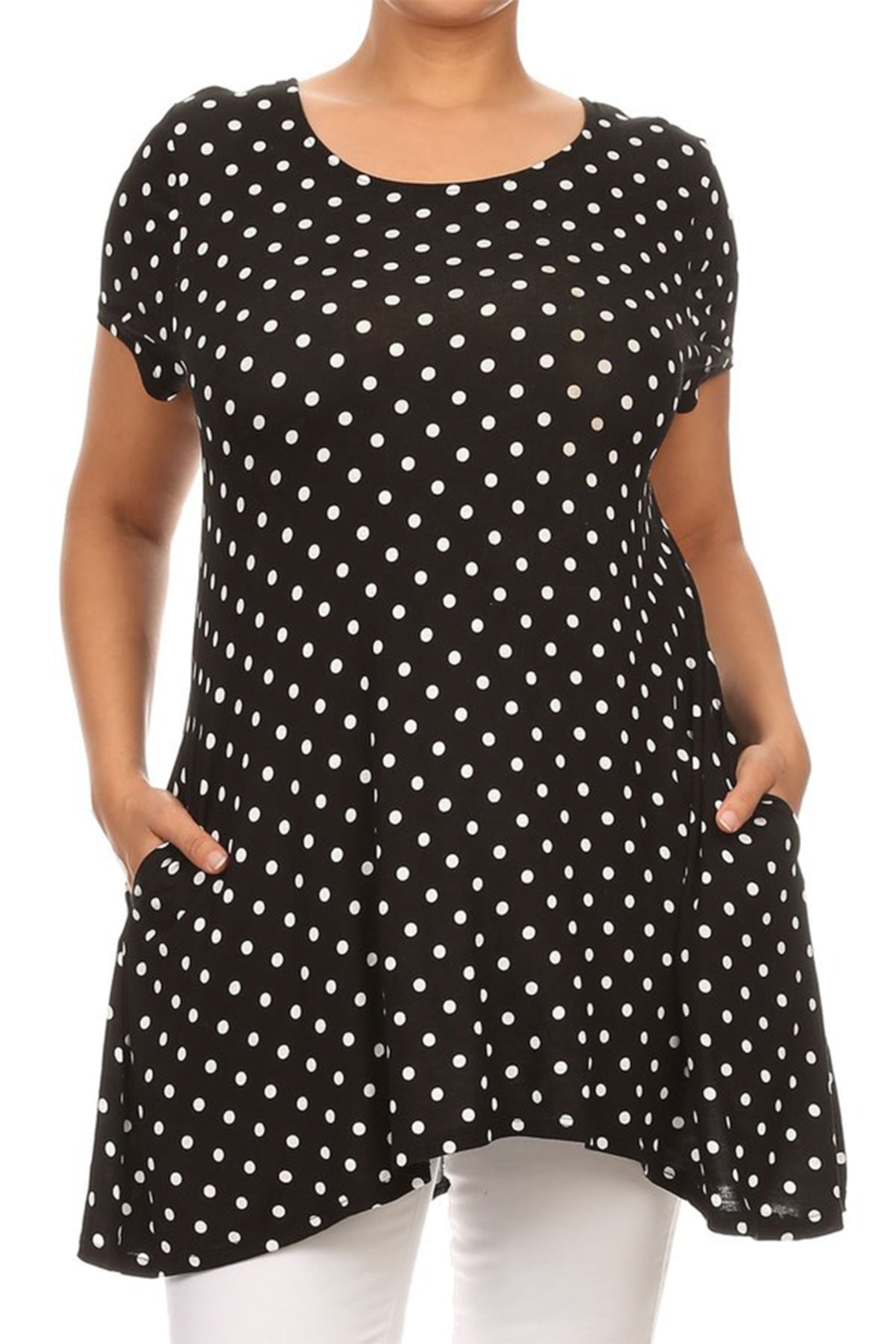 Women's Casual Plus Size Polka Dot Blouse Tunic Top Shirt - Walmart.com