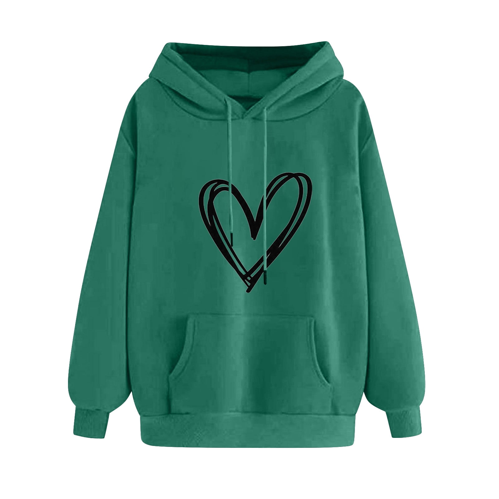 BLVB Women's Hoodies Pullover Cute Heart Print Sweatshirts Fashion Long ...