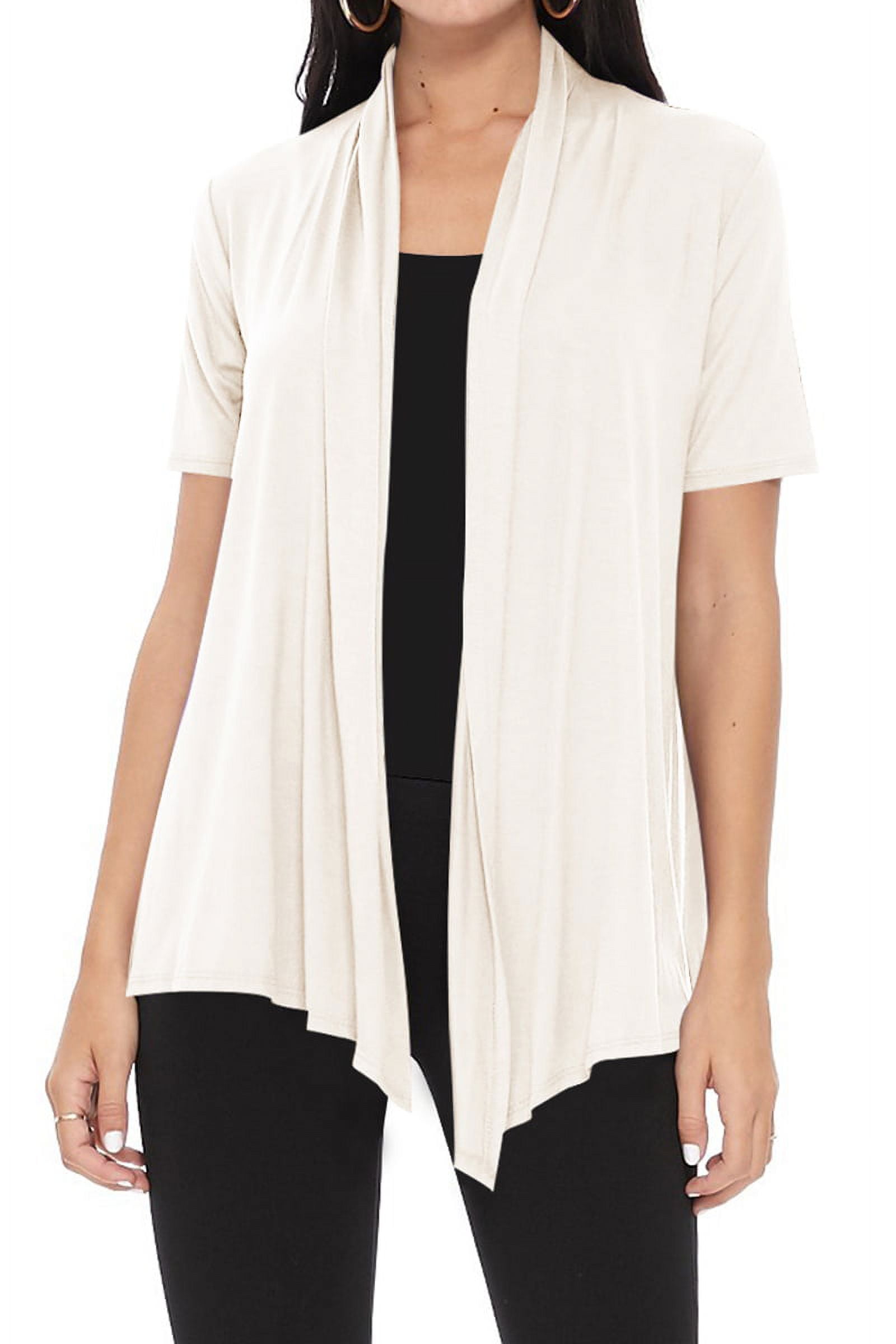Women's Casual Short Sleeve Draped Open Front Solid Cardigan - Walmart.com