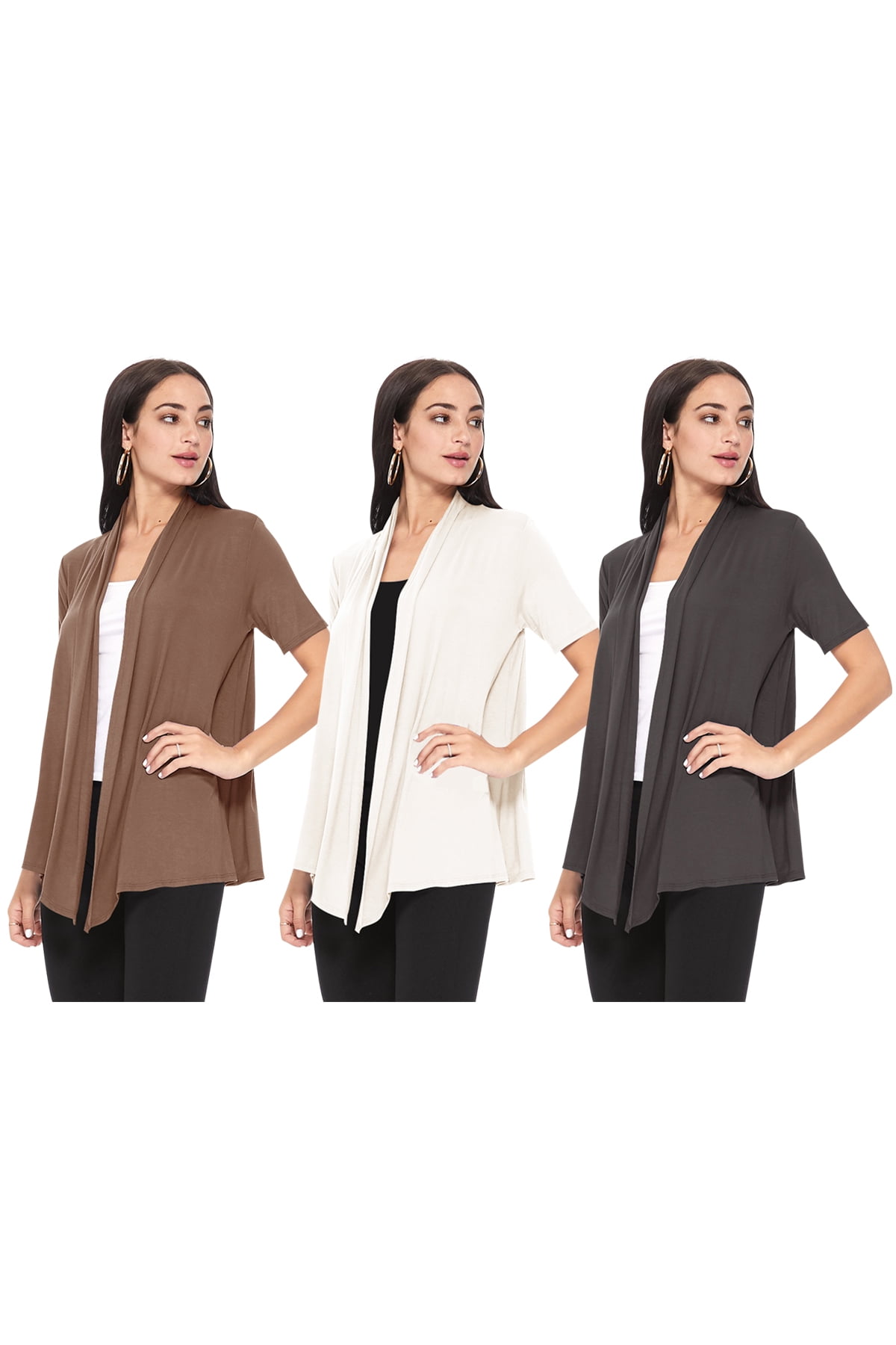 Women's Casual Short Sleeve Lightweight Loose Fit Solid Stretch ...