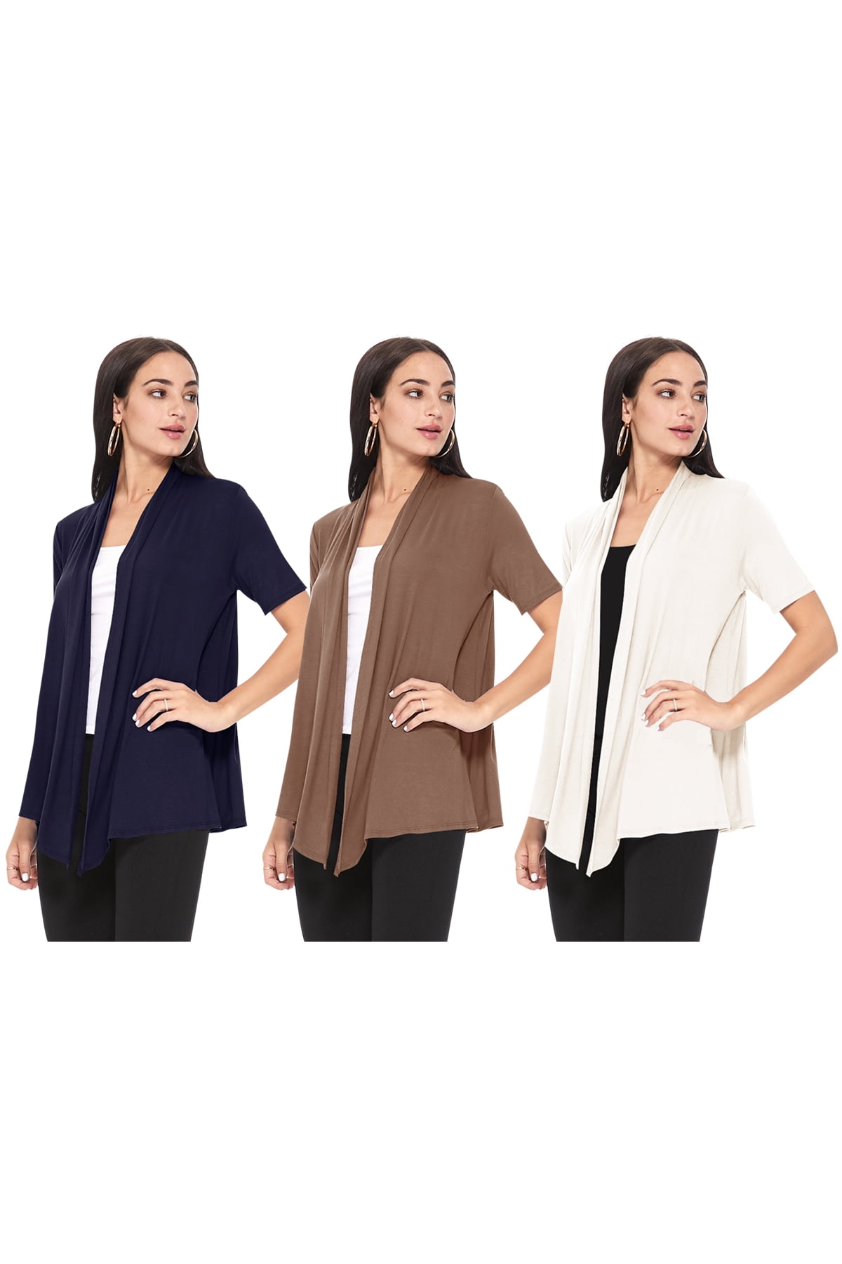 Women's Casual Short Sleeve Lightweight Loose Fit Solid Stretch ...
