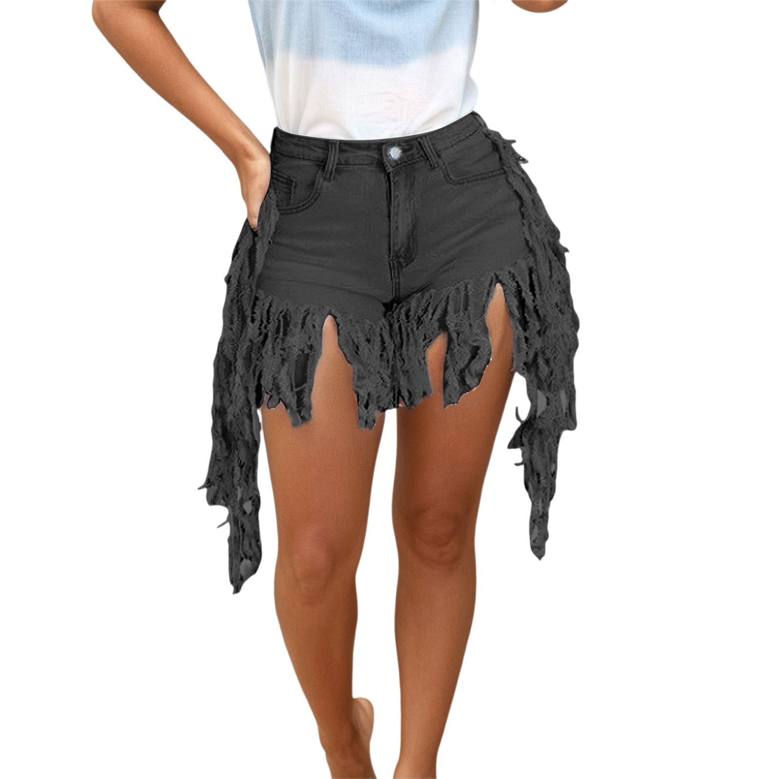 Women's Casual Shorts With Fringe Detail Comfortable Summer Party ...