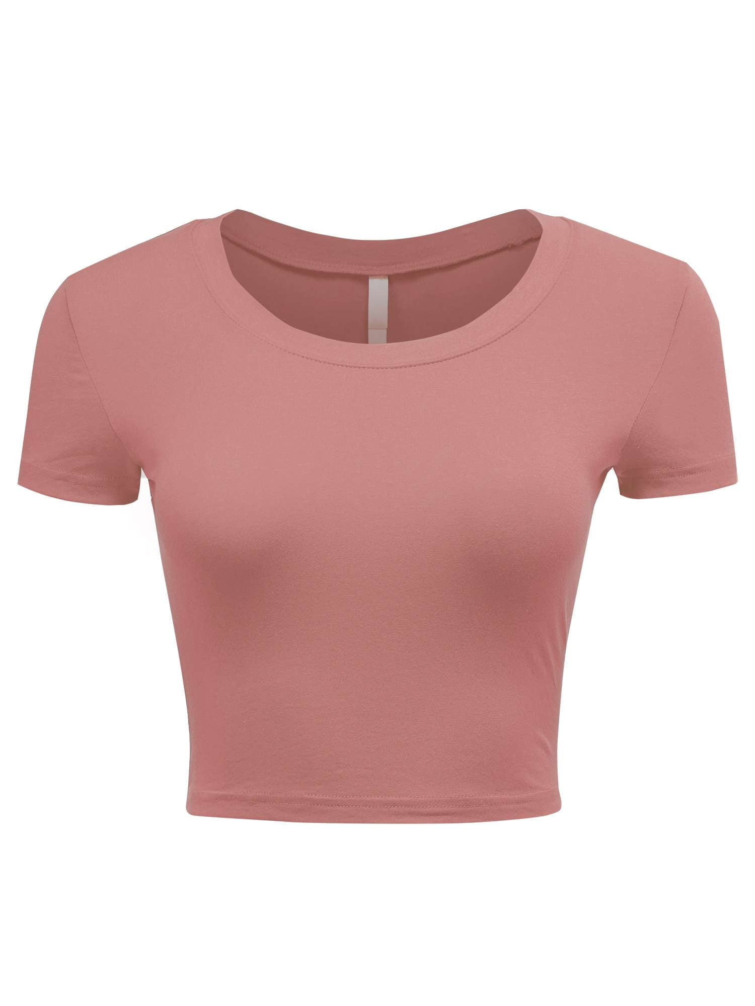 Women's Casual Slim Fit Short Sleeve Crew Neck Basic Crop Top T Shirts - Walmart.com