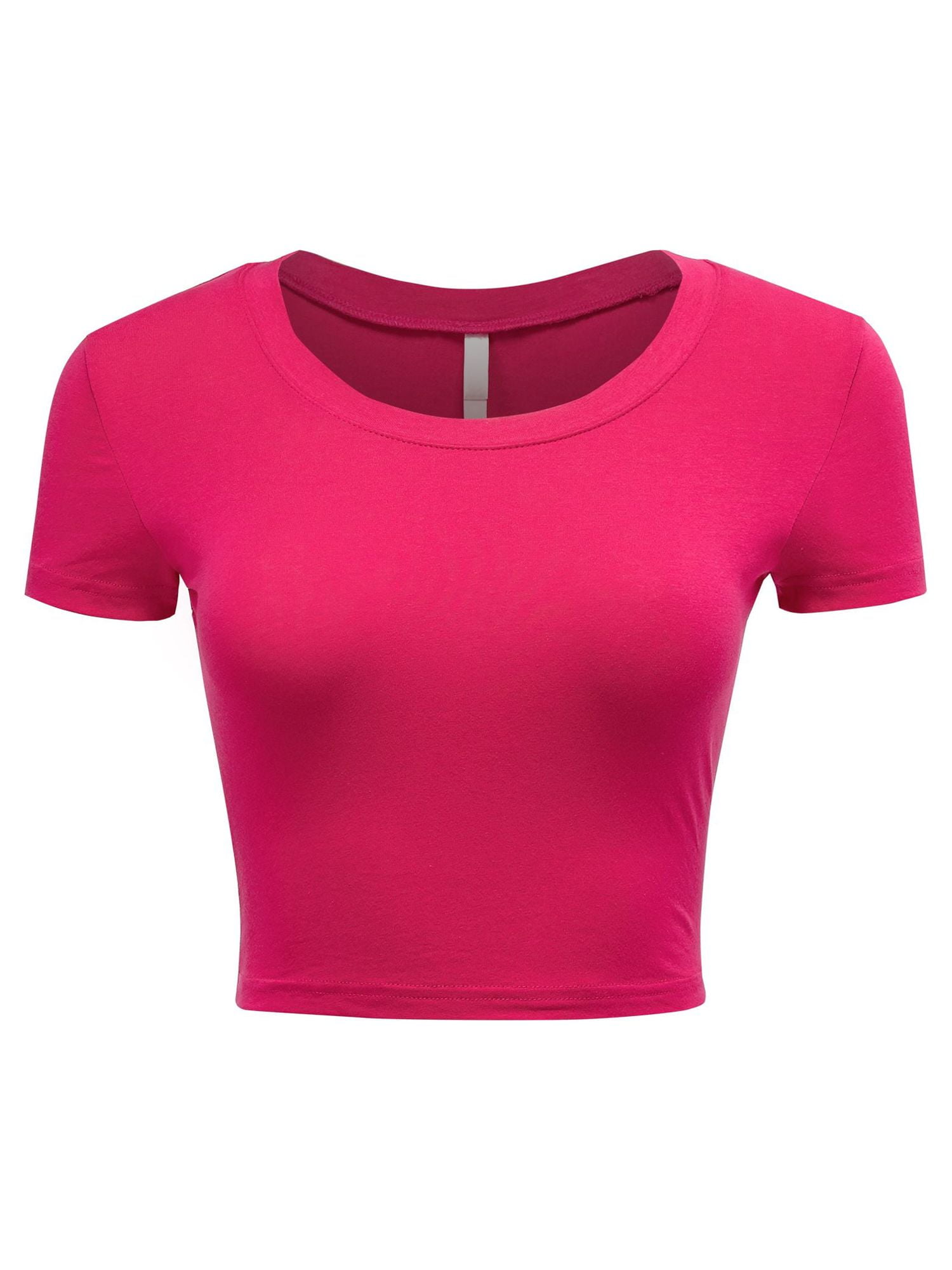 Women's Casual Slim Fit Short Sleeve Crew Neck Basic Crop Top T Shirts ...