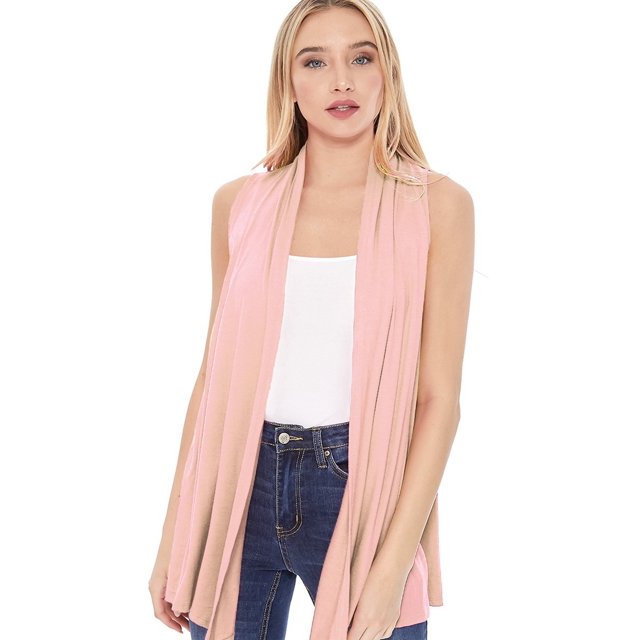 Women's Casual Solid Comfy Sleeveless Draped Open Front Cardigan S-3XL ...