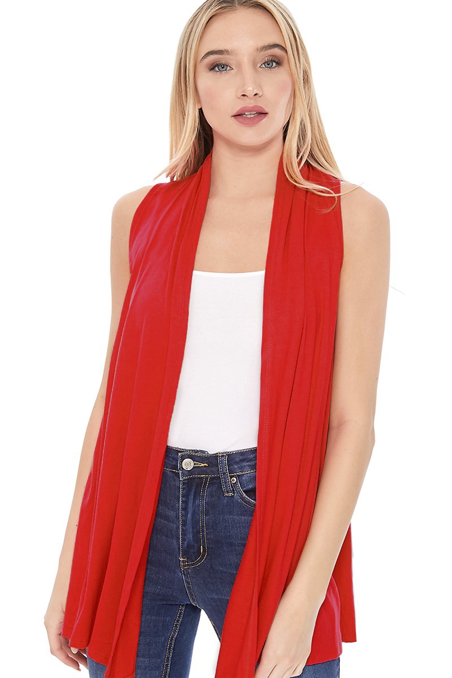 Women's Casual Solid Comfy Sleeveless Draped Open Front Cardigan S-3XL ...