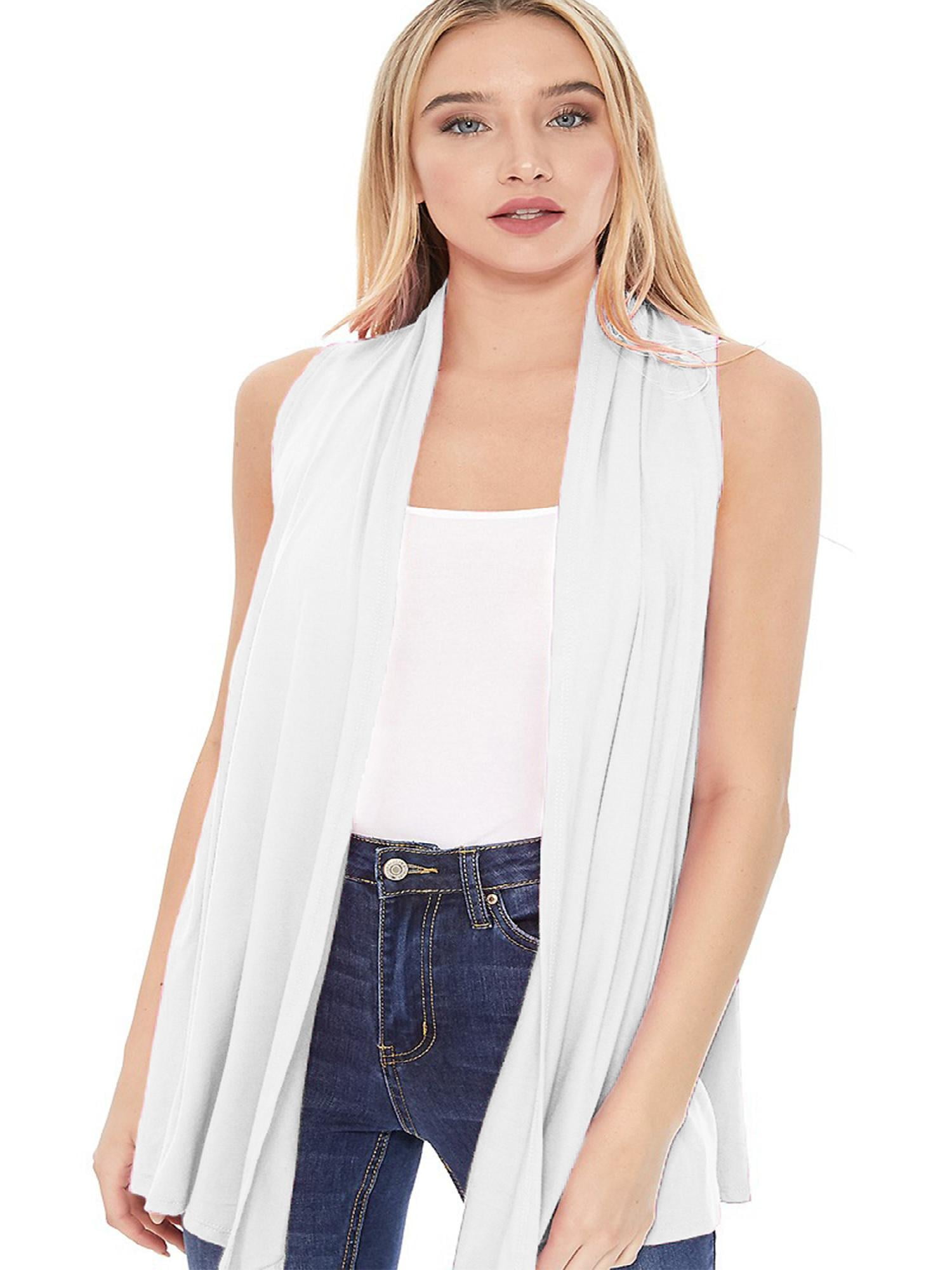 Women's Casual Solid Comfy Sleeveless Draped Open Front Vest Cardigan S ...