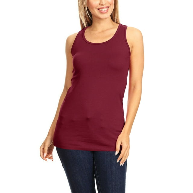 Womens Casual Solid Sleeveless Basic Cami Tank Top