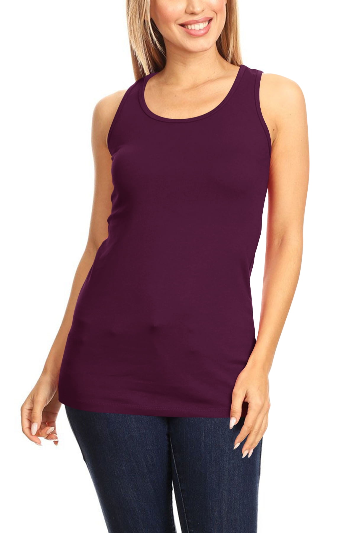 Women's Casual Solid Sleeveless Basic Cami Tank Top - Walmart.com