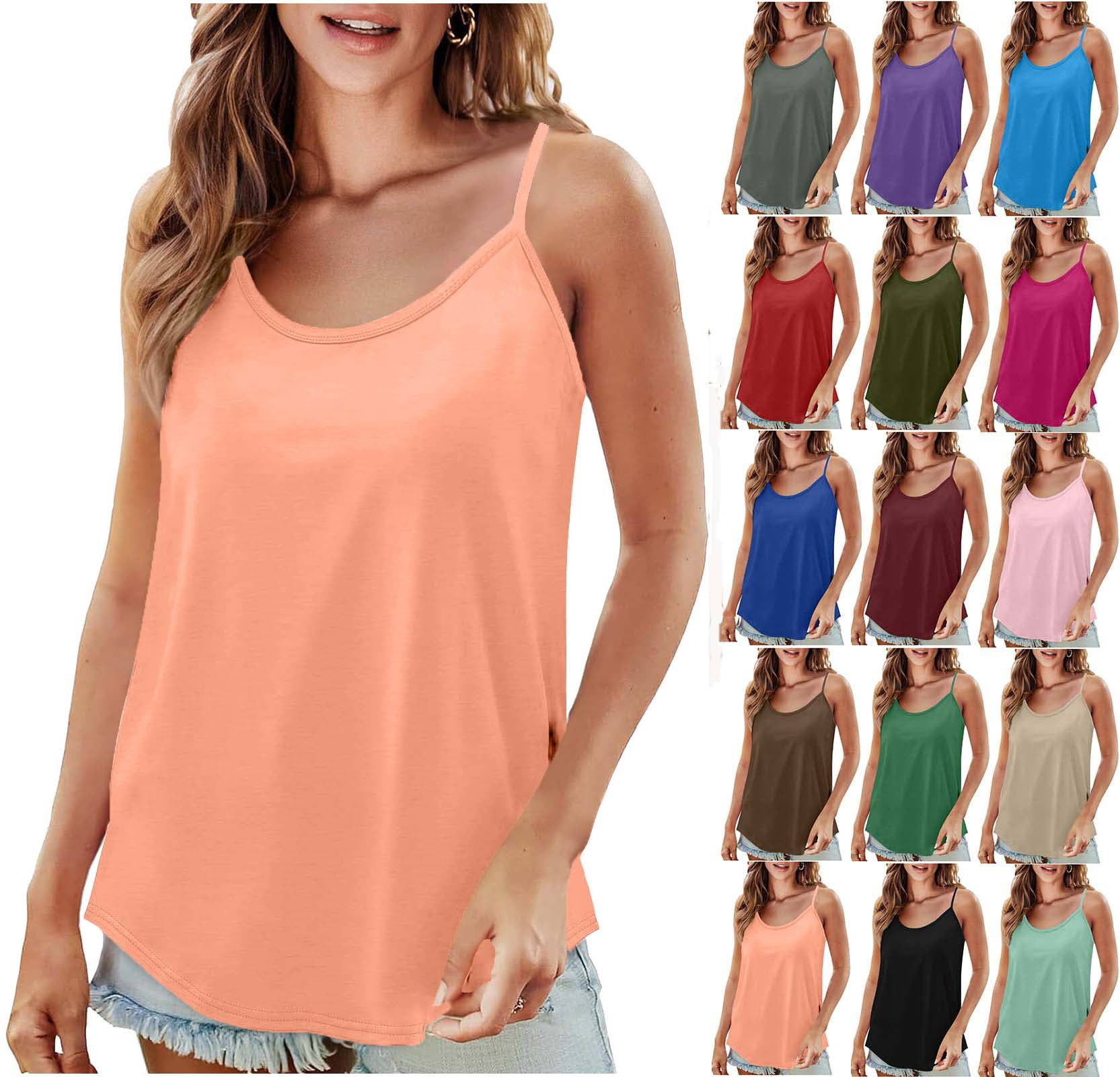 Women’s Casual Spaghetti Strap Tank Top Sleeveless Loose Fit Camisole ...