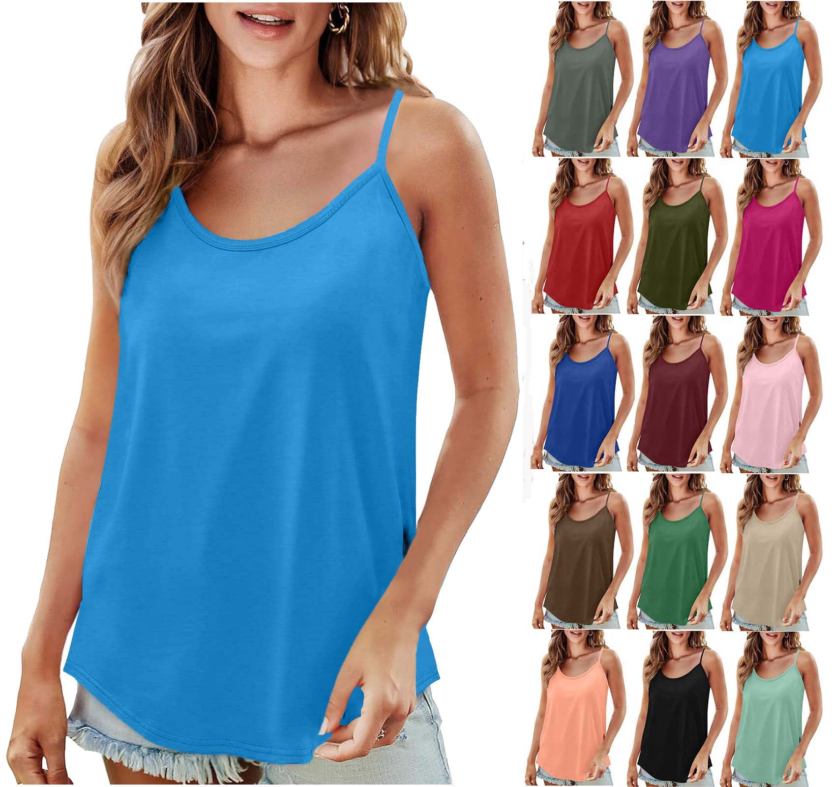 Women’s Casual Spaghetti Strap Tank Top Sleeveless Loose Fit Camisole ...