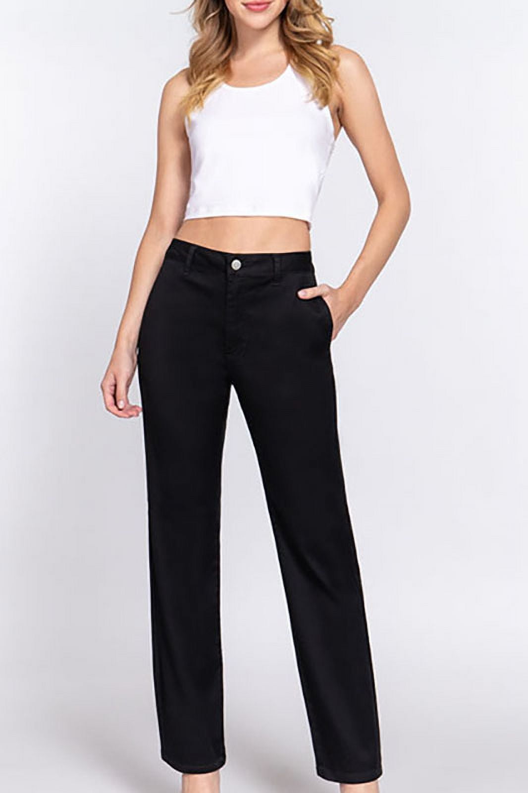 Women's Casual Straight Fit Twill Long Pants - Walmart.com