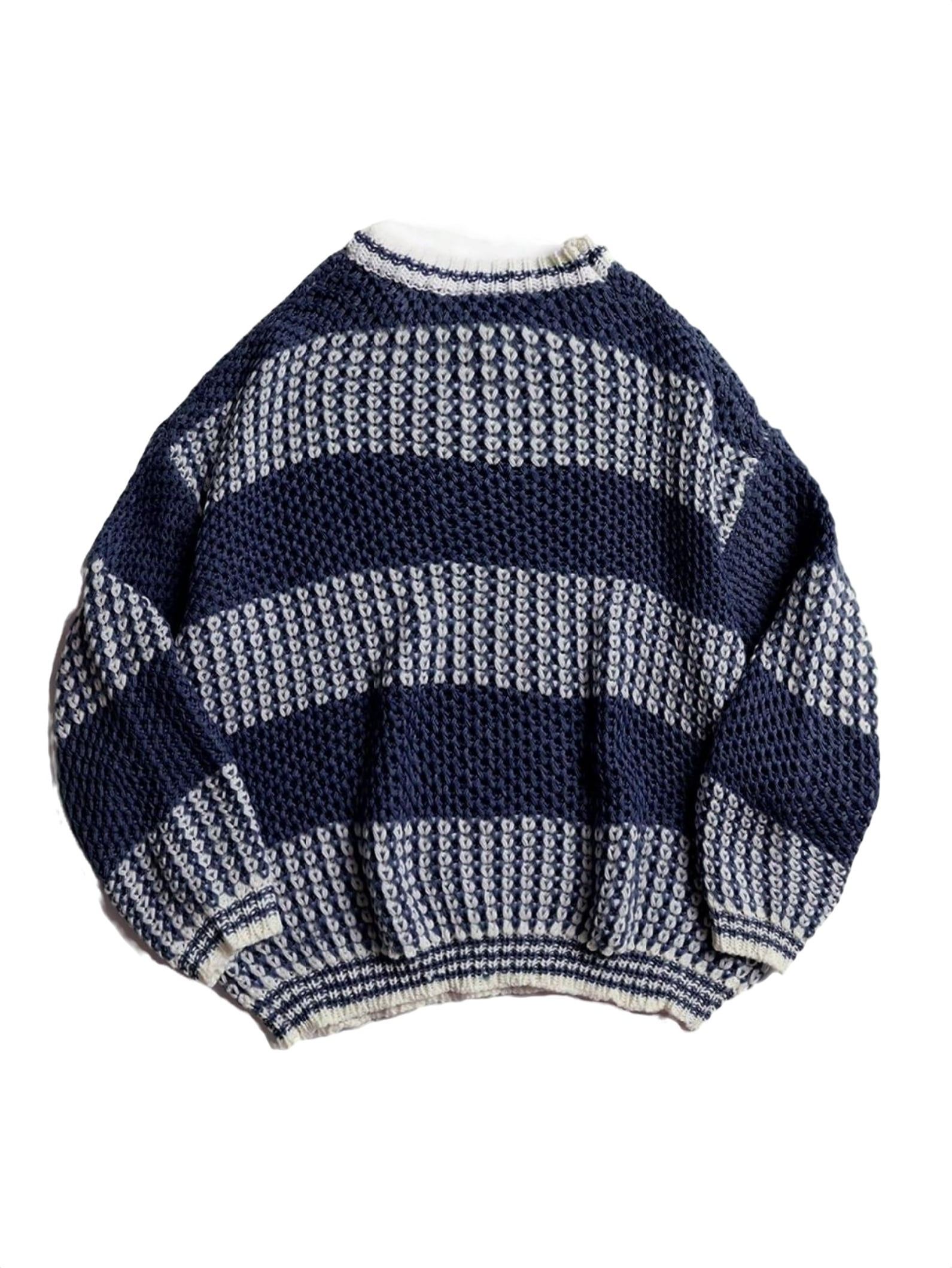 Women's Casual Striped Pullovers Round Neck Navy Blue Long Sleeve ...