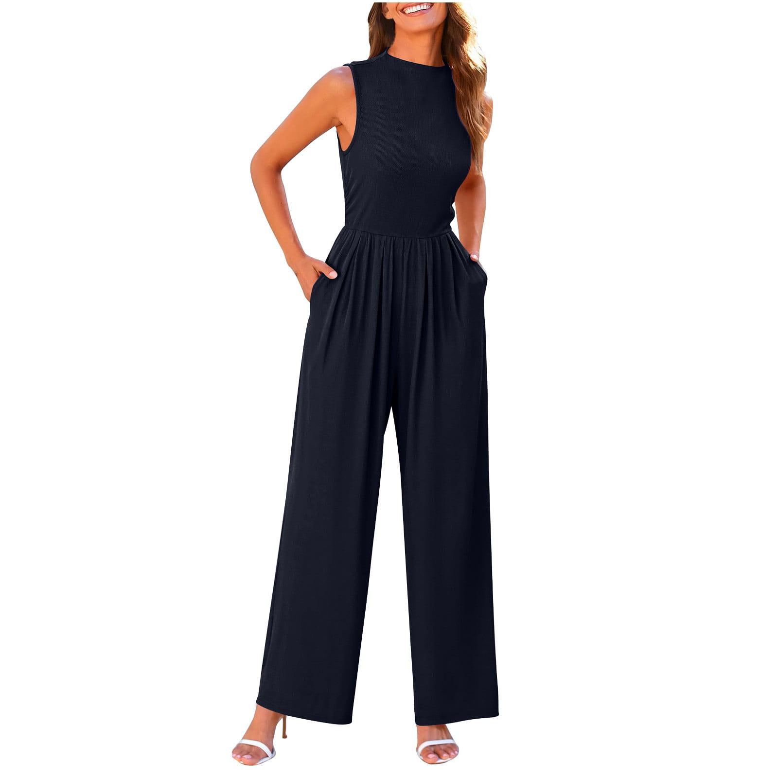 Women's Casual Summer Jumpsuit Elegant Sleeveless One Piece Rompers ...