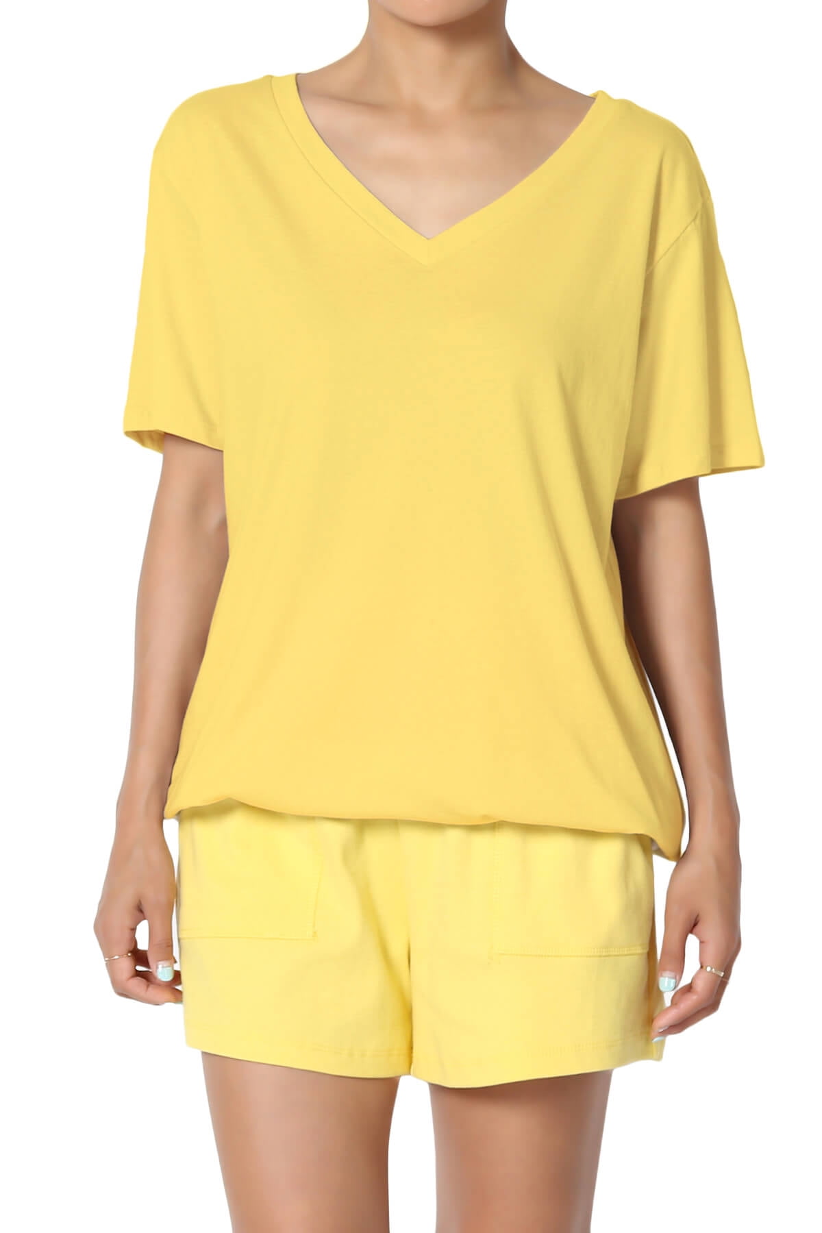 TheMogan Women's Casual V-Neck Relaxed Fit Tee Short Sleeve Cotton ...