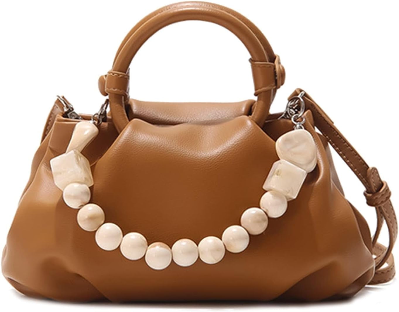 Women's Chain Pouch Bag，Cloud-Shaped Dumpling Clutch Purse,pearls ...